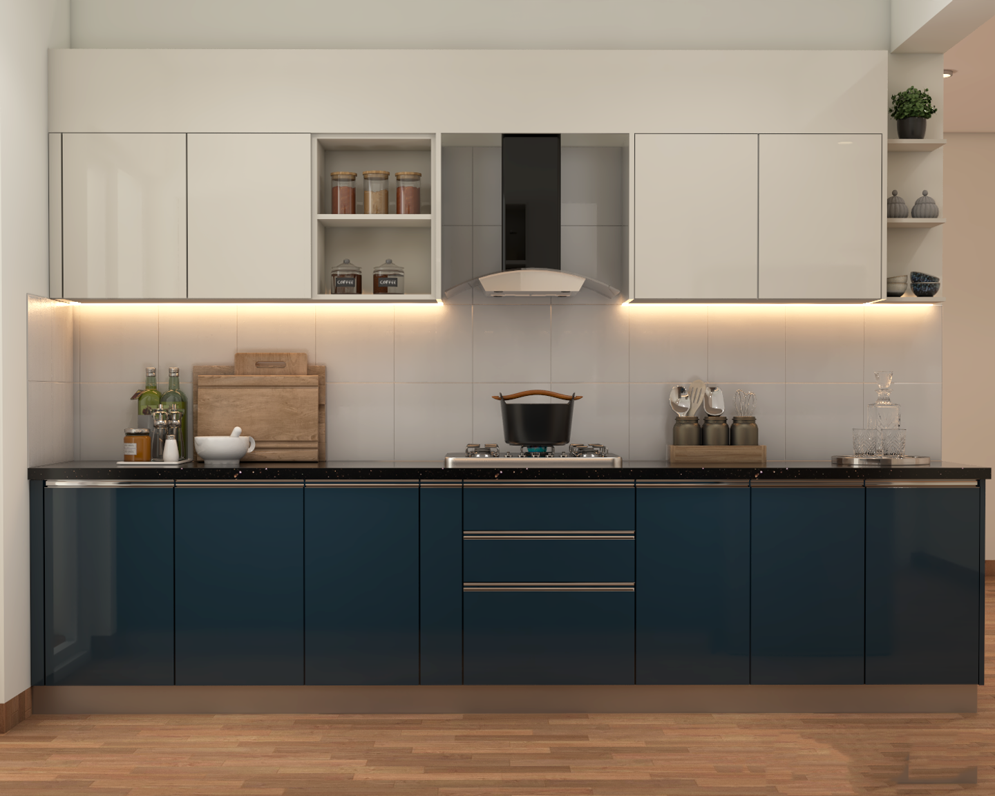 Spacious Dual-Toned Kitchen Design | Livspace