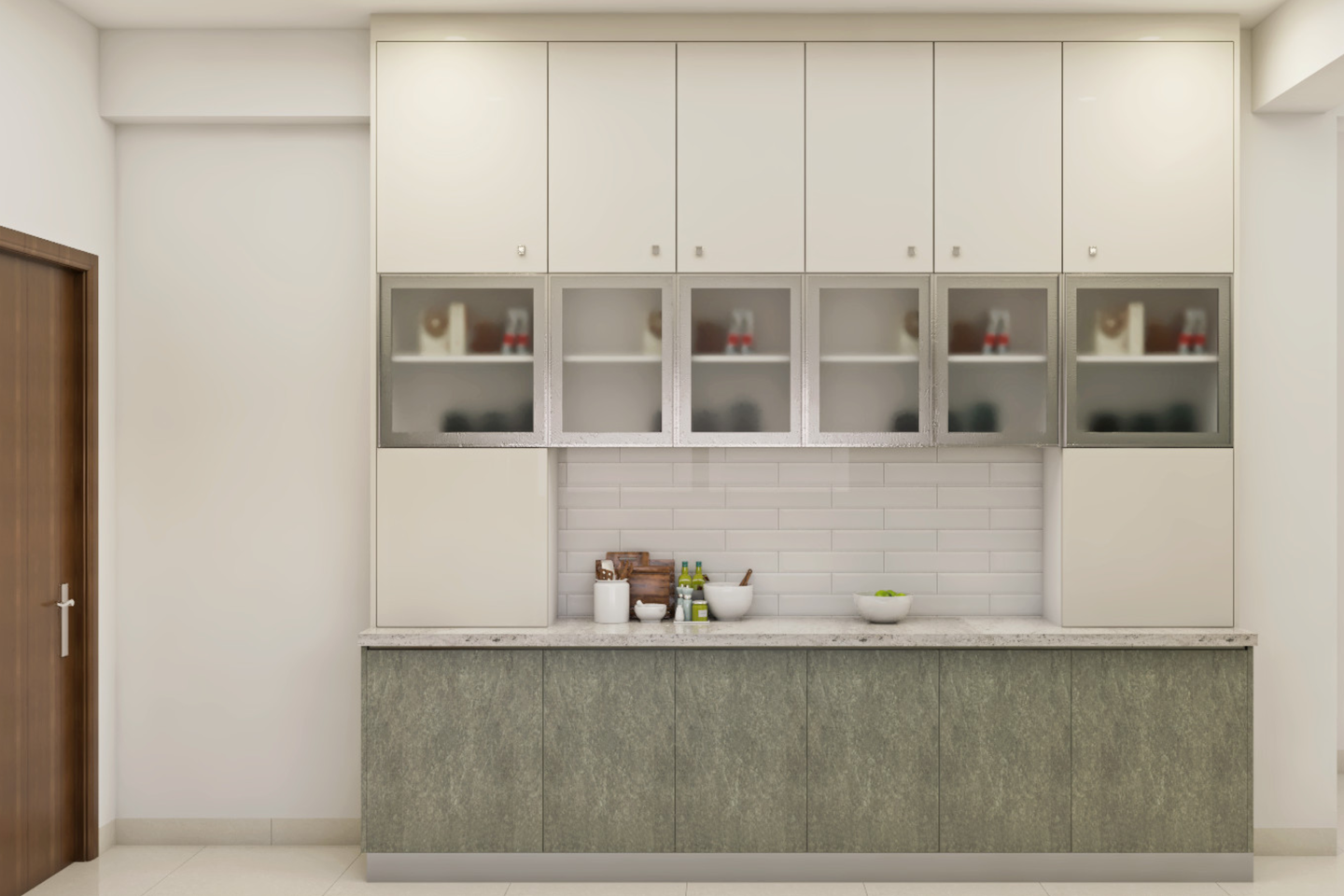 Convenient Maximum Storage Modern Style Spacious Kitchen Design | Livspace