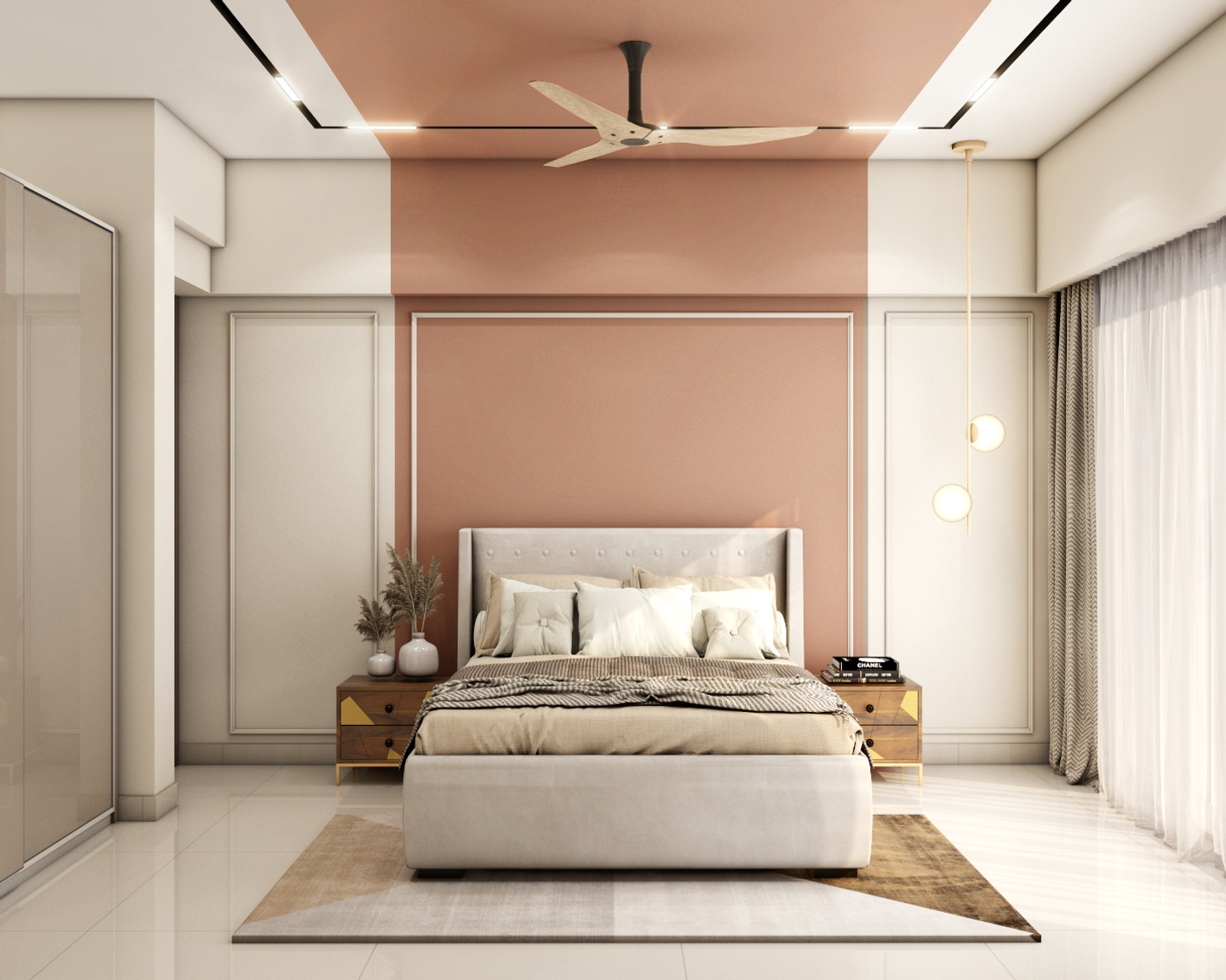 Rectangular False Ceiling With Track Lights | Livspace