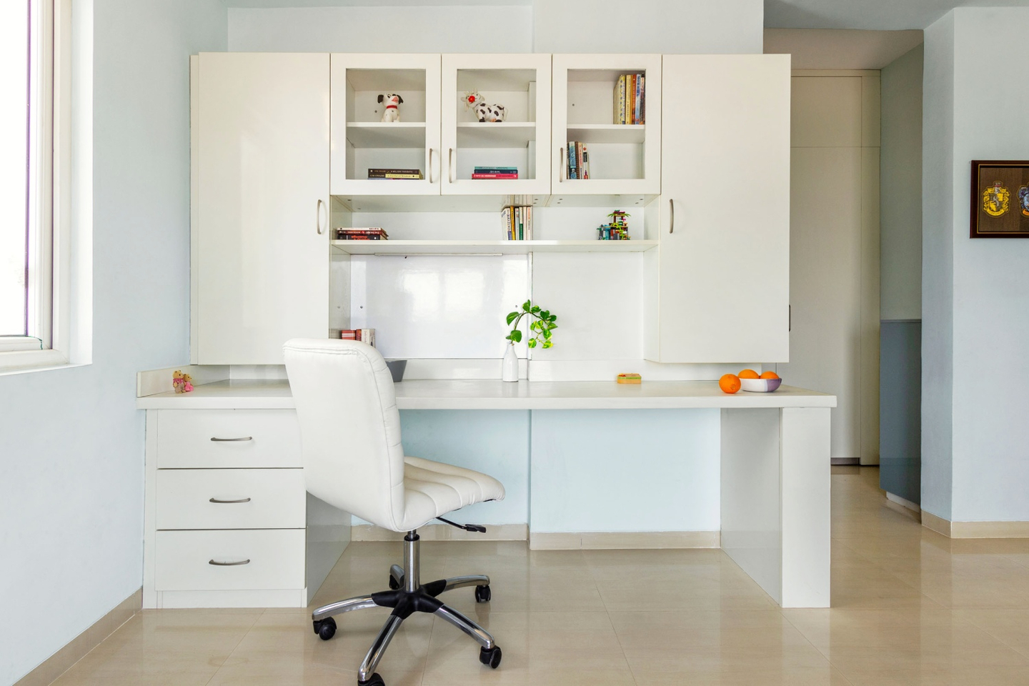 Spacious Frosty White Home Office Design - 10X10 Ft | Livspace