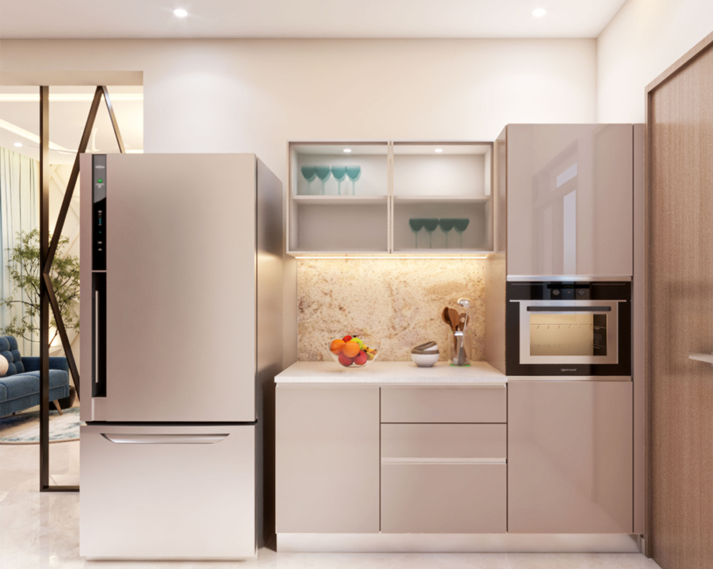 Compact Kitchen Design With Loft Storage | Livspace