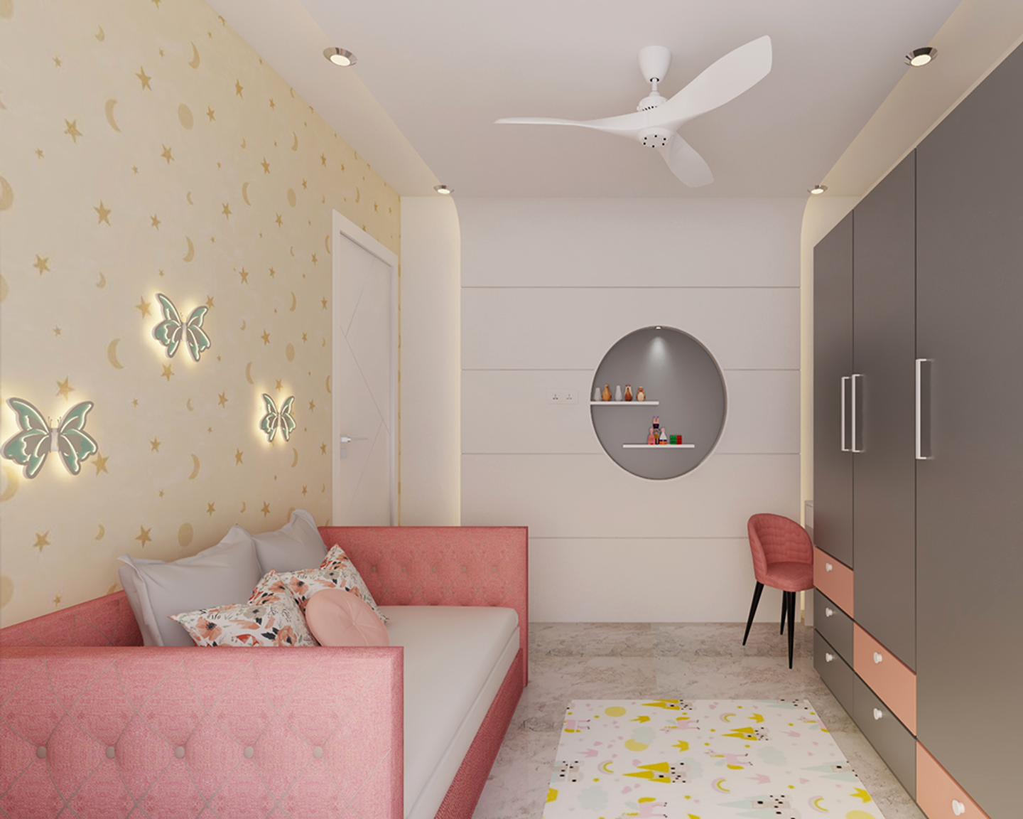 Contemporary Themed Compact Convenient Kids Bedroom Design | Livspace