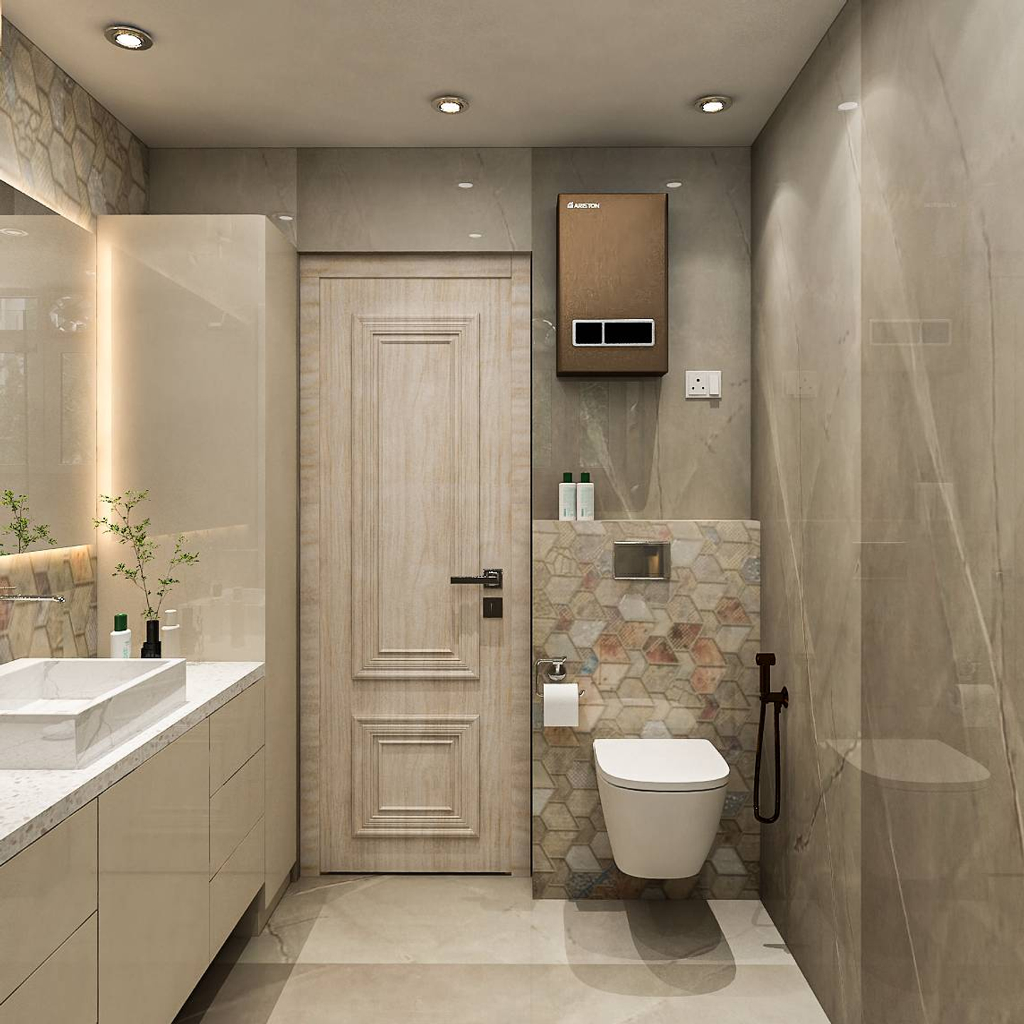 Modern Bathroom Design With Large Vanity | Livspace