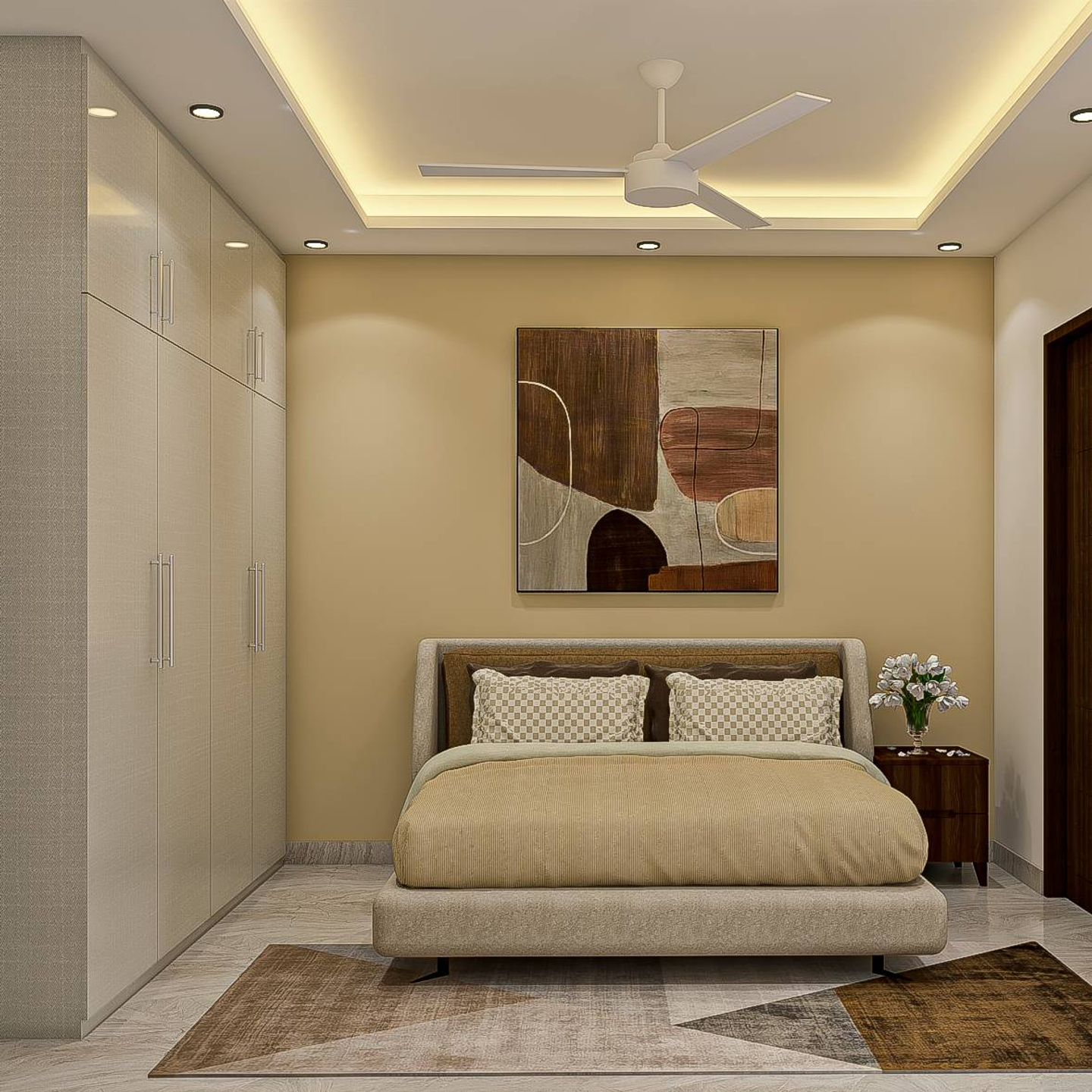 Modern Spacious Guest Bedroom Design With Earthy Interiors | Livspace