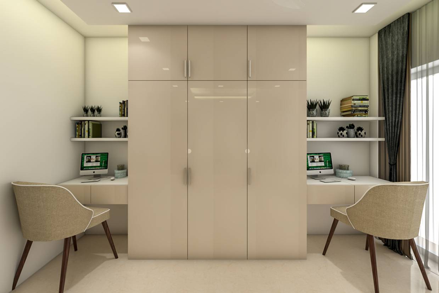 Convenient Contemporary Style Spacious Home Office Design | Livspace