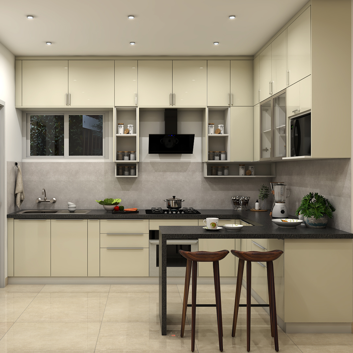 Compact Kitchen Design With Extended Breakfast Counter Livspace Compact Kitchen Design With Extended Breakfast Counter Livspace