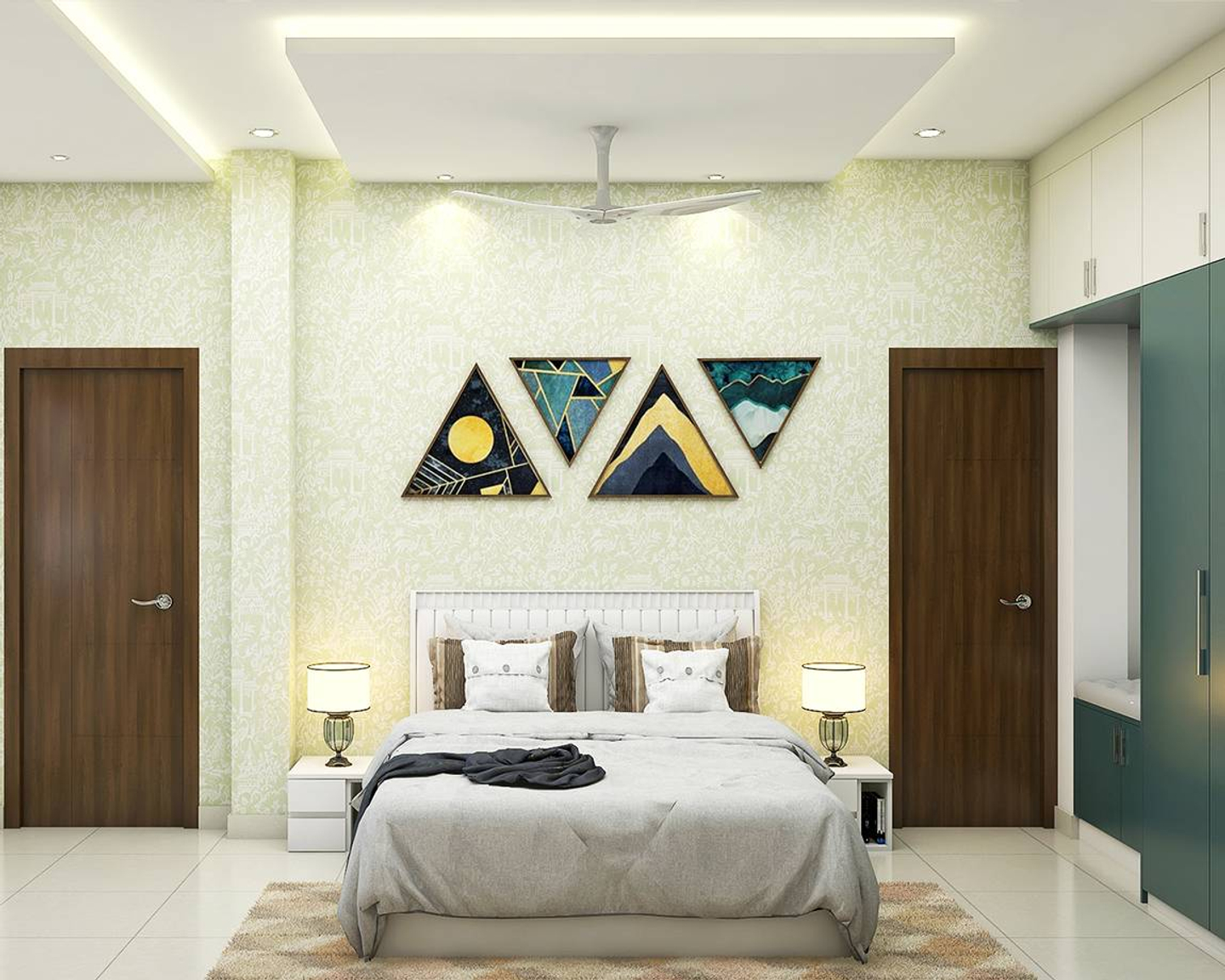 Modern Master Bedroom With Hinged Door Wardrobe | Livspace
