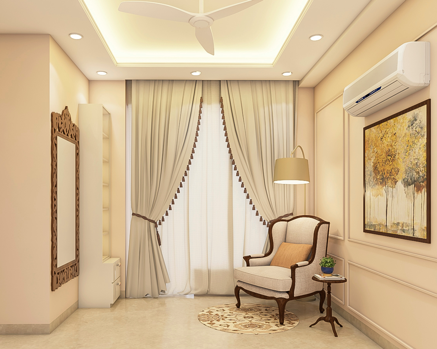 Creamy-White False Ceiling Design | Livspace