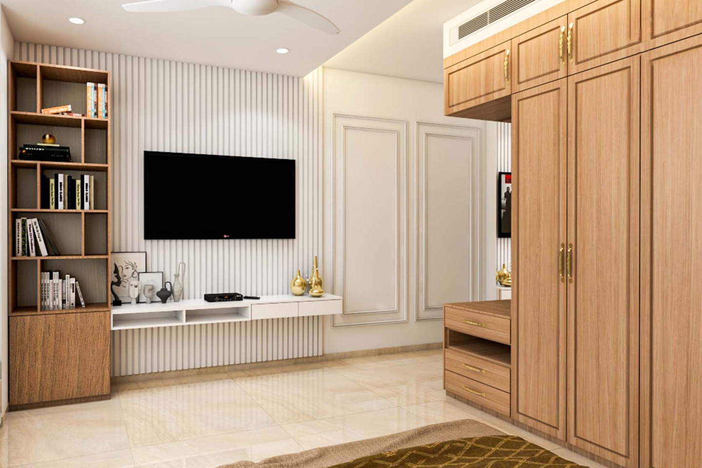 Wall-Mounted Modern Spacious TV Unit Design | Livspace