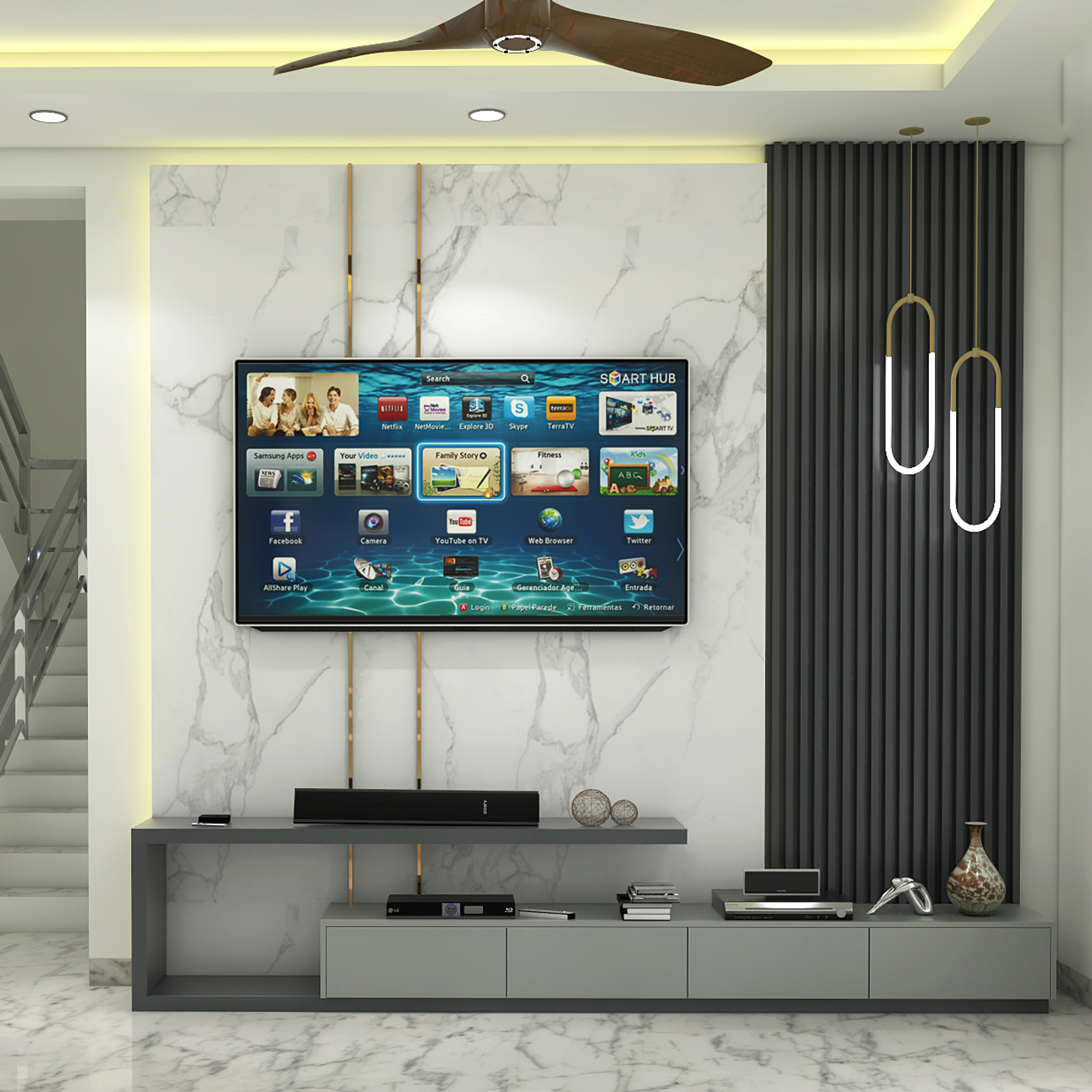 Convenient Contemporary Style Compact Sized TV Unit Design| Livspace