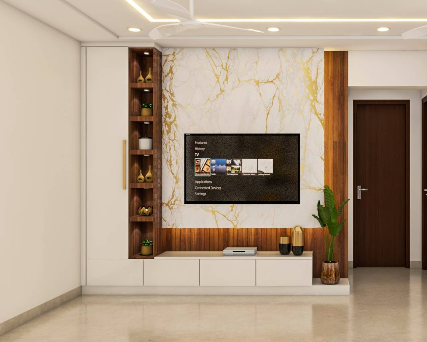 Low Maintenance Contemporary Style Spacious TV Unit Design| Livspace Low Maintenance Contemporary Style Spacious TV Unit Design| Livspace