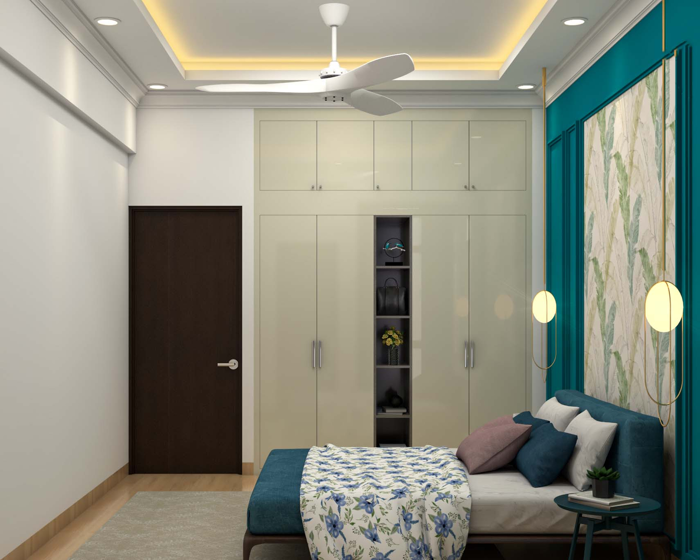 Space-Saving Beige Toned Wardrobe Design With Open Rack | Livspace Space-Saving Beige Toned Wardrobe Design With Open Rack | Livspace