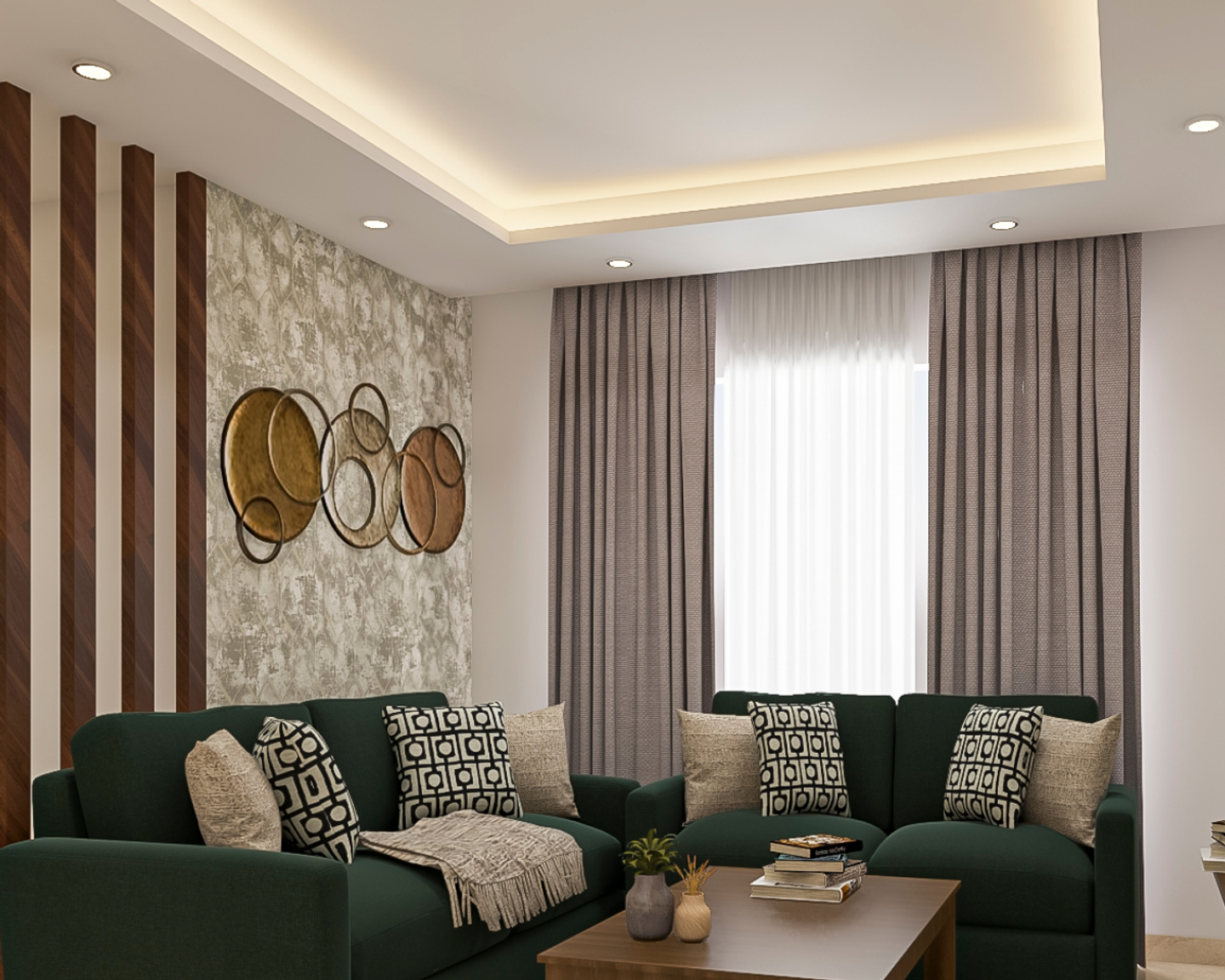 Gypsum Peripheral Ceiling Design With Recessed Lights | Livspace