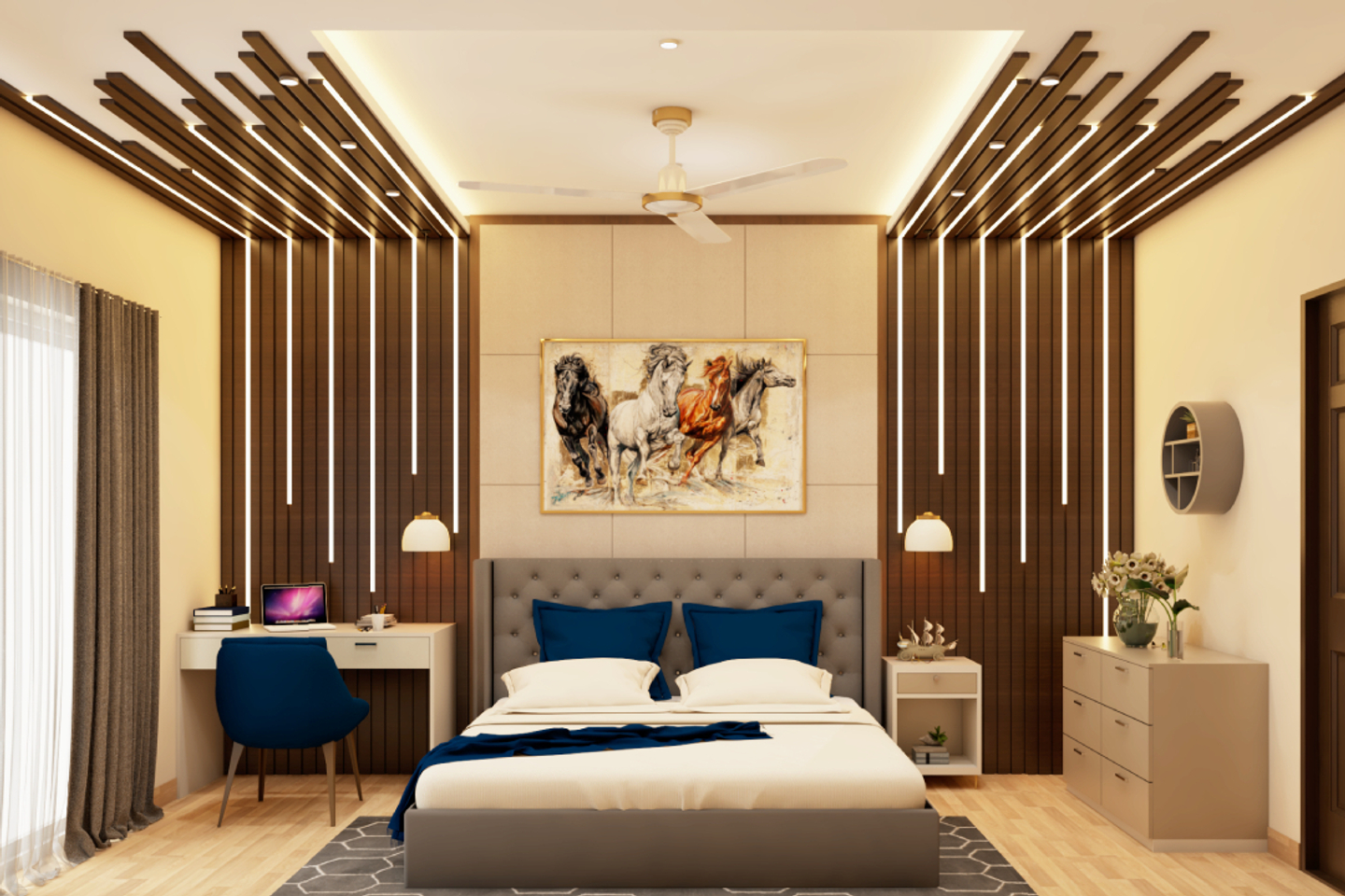 Rectangular False Ceiling With Profile And Cove Lights | Livspace