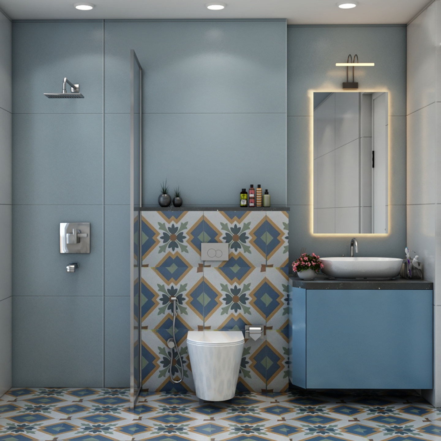 Ceramic Morocaan Tiles Design For Bathrooms | Livspace
