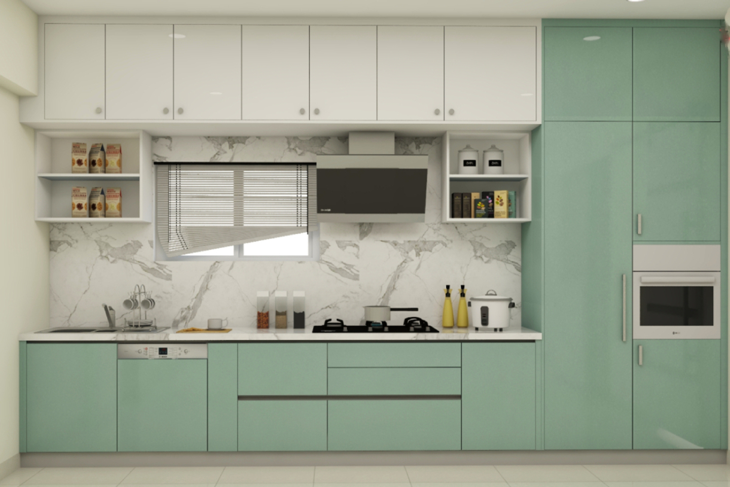 Rectangular Ceramic Tiles Design For Kitchen Walls | Livspace