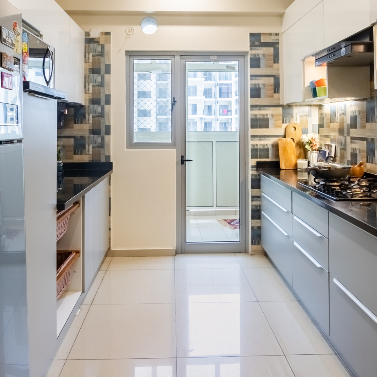 Square-Shaped Beige Wall Tiles Design | Livspace