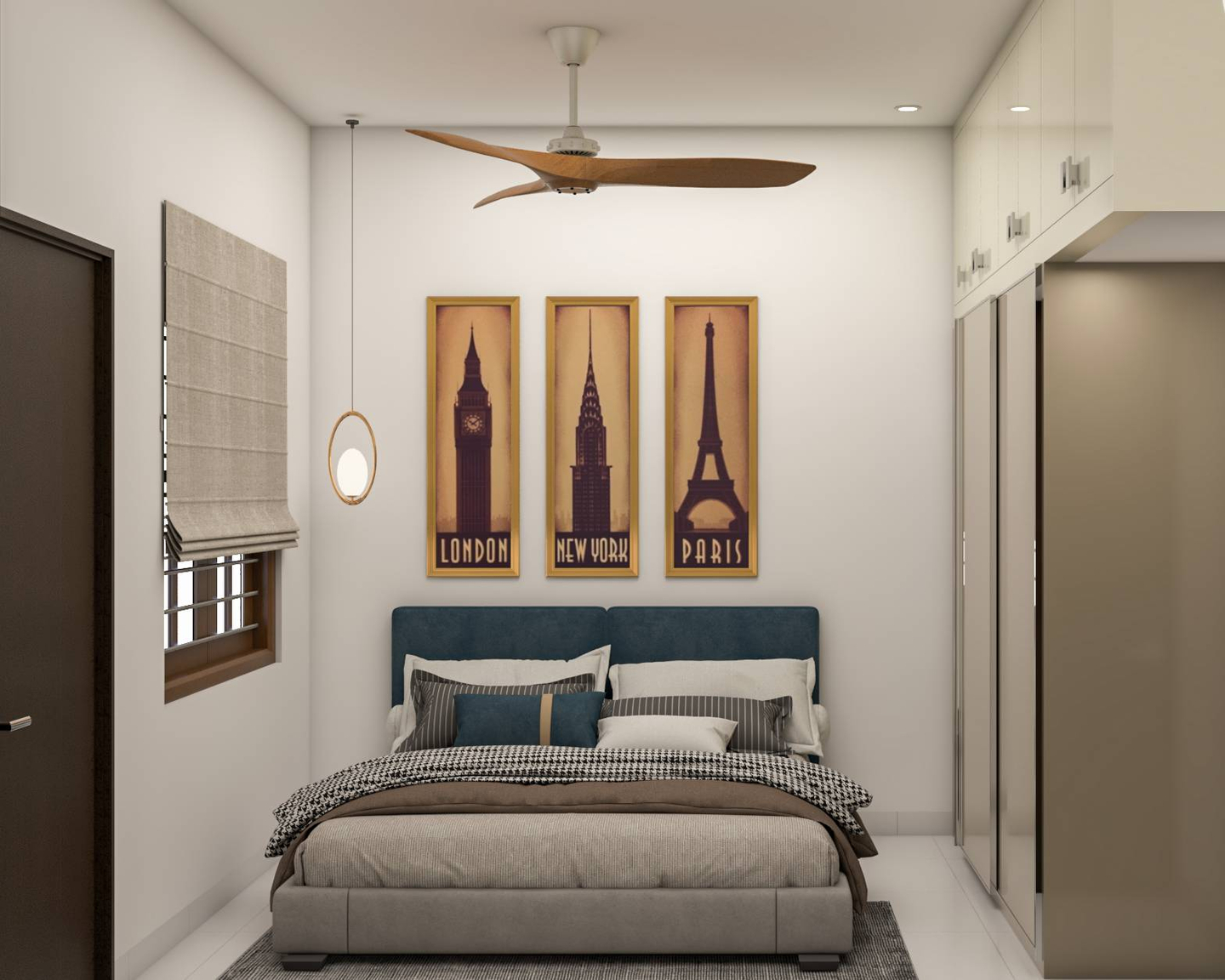 Compact Guest Bedroom With A Sliding Wardrobe | Livspace