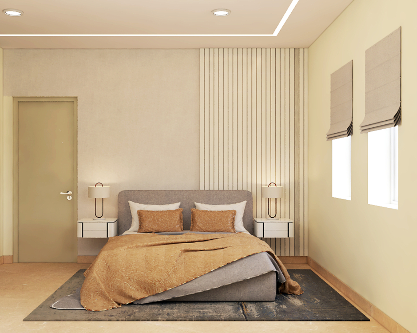 Spacious Guest Bedroom Design With A Textured Accent Wall | Livspace