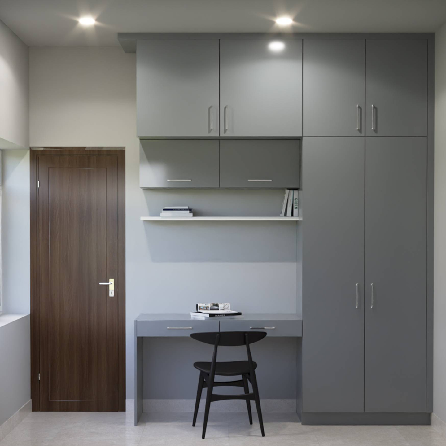 Spacious Study Room Design With Wardrobe | Livspace