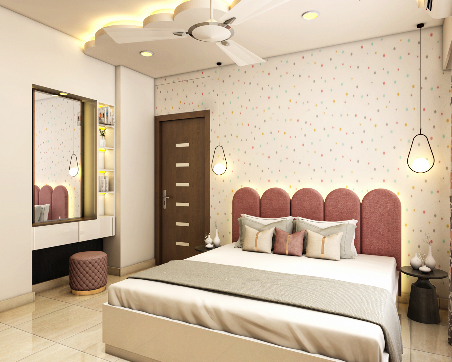 Spacious Kid's Room Designed For Girls With False Ceiling | Livspace