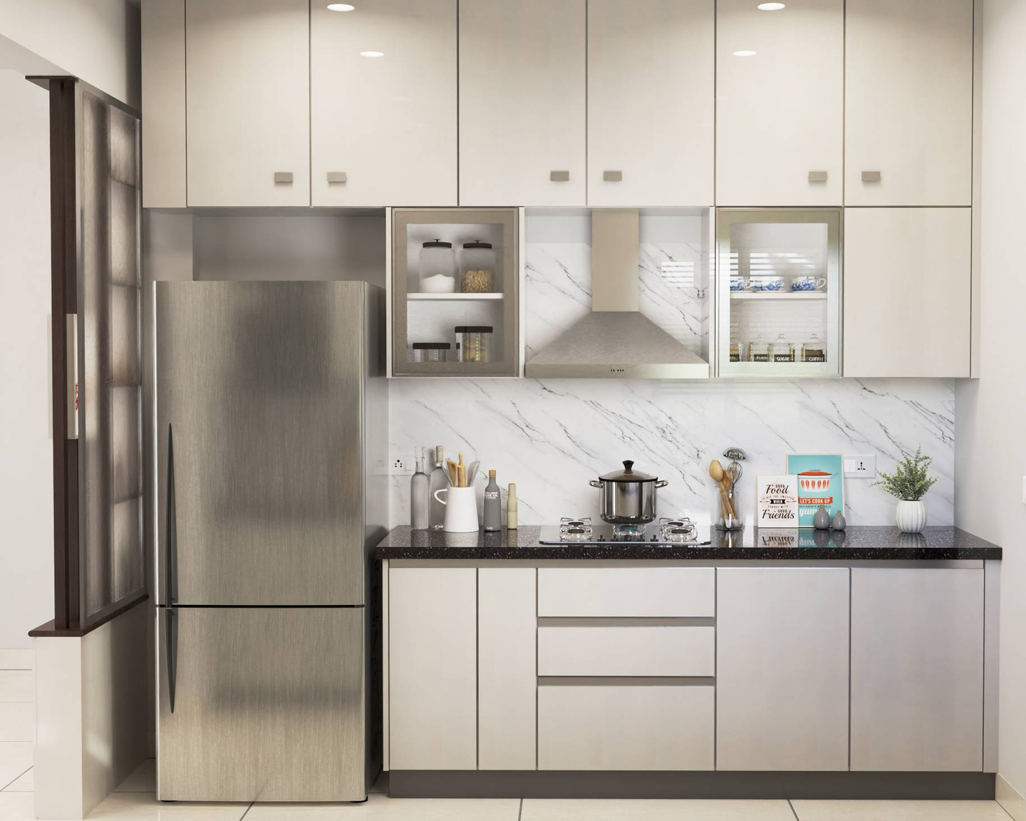 White Kitchen Design With Ample Storage | Copy Done JFM