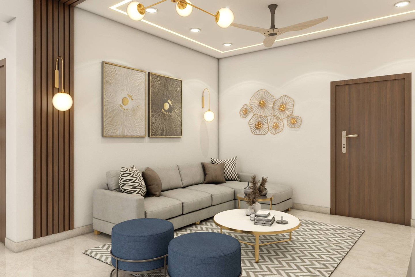 Hall Interior Design With A Round Coffee Table | Livspace