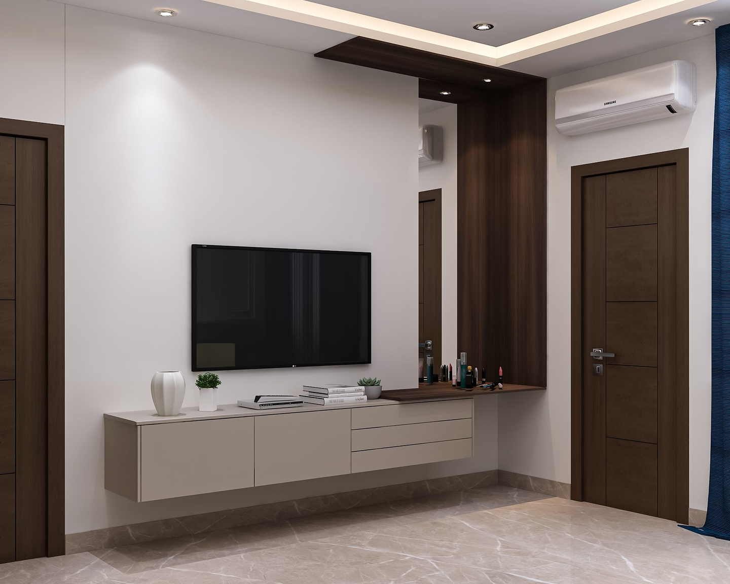 Wall-Mounted TV Unit With Drawers | Livspace