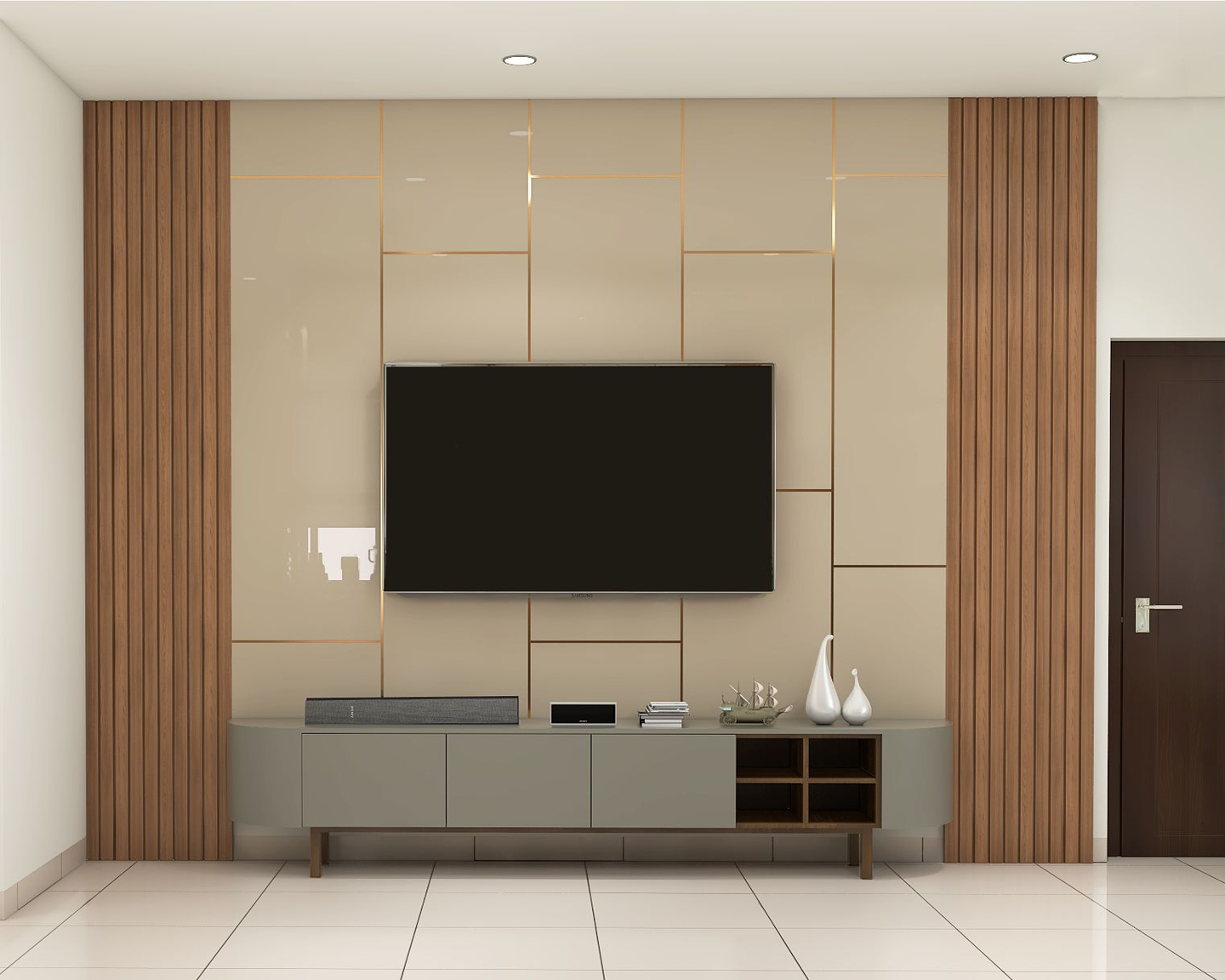 Contemporary TV Cabinet Design In Light Shades | Livspace Contemporary TV Cabinet Design In Light Shades | Livspace