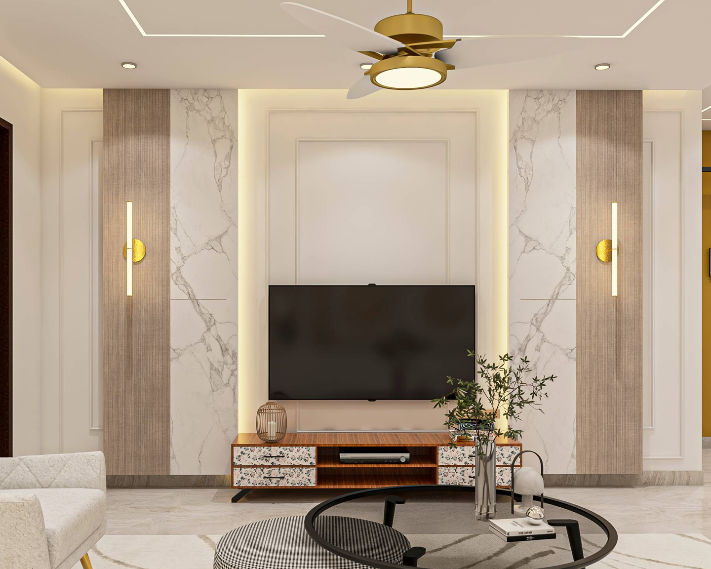 TV Cabinet Design With LED Backlighting | Livspace