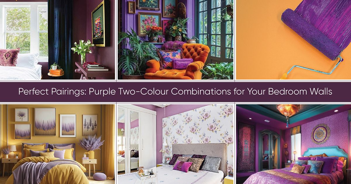 Purple Two-Colour Combination for Bedroom Walls To Colour Your Space