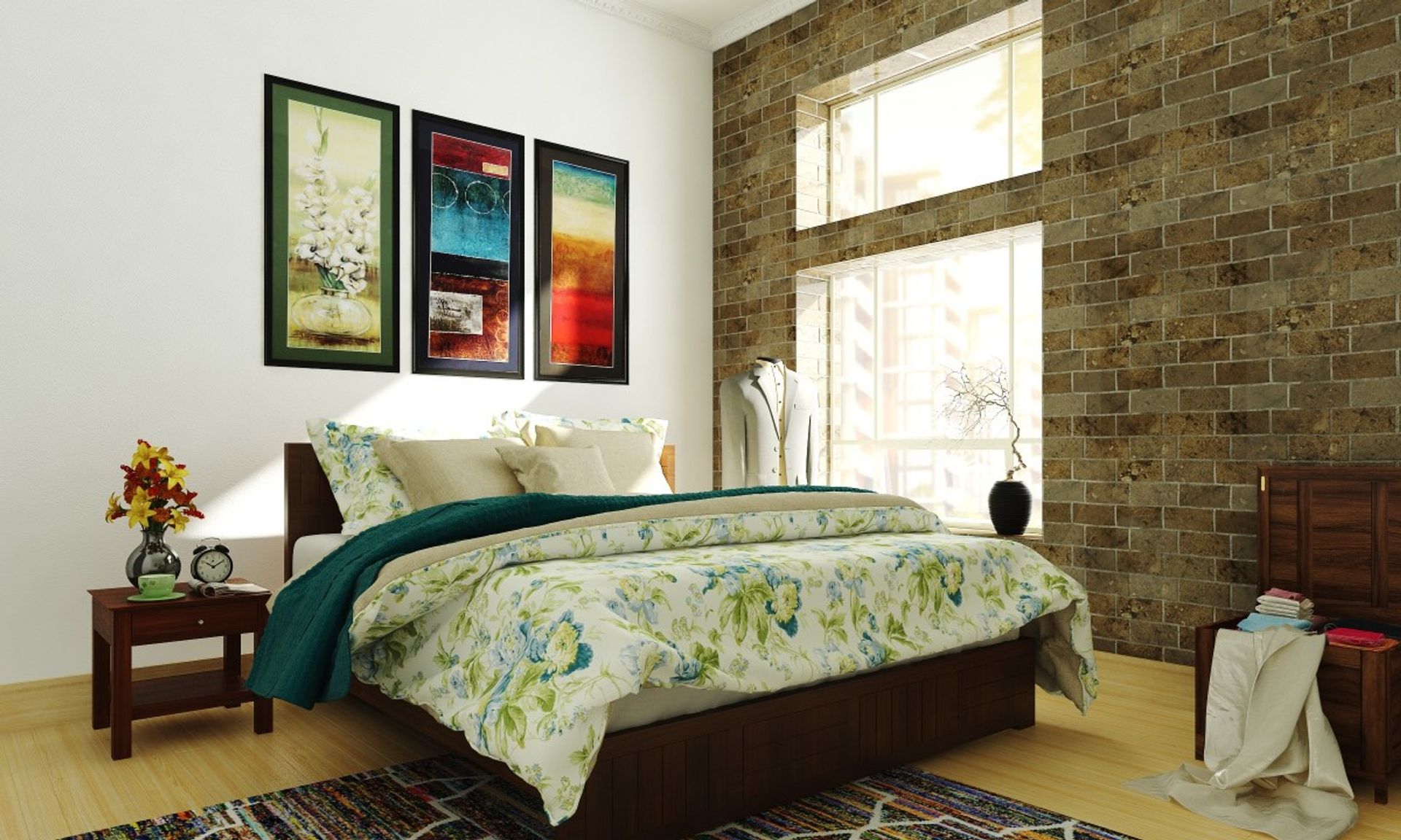 Spacious Master Bedroom With Wall Design | Livspace