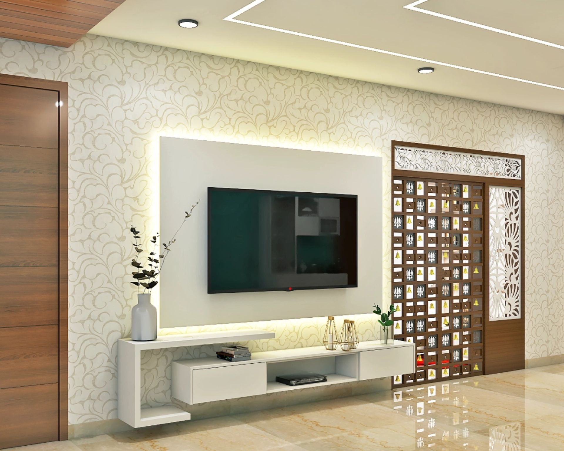 Maximum Storage Convenient Contemporary Style TV Unit Design | Livspace