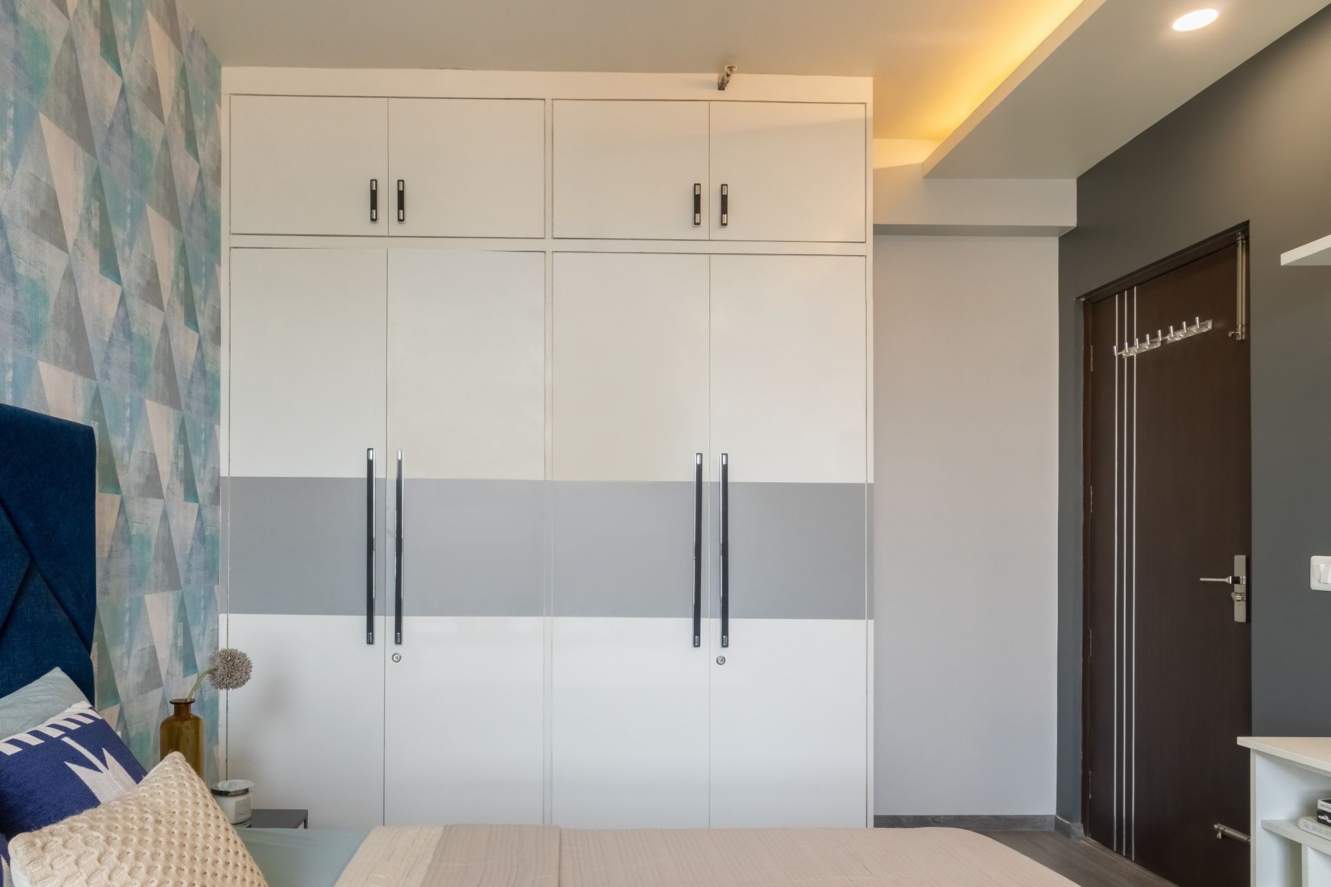 L-Shaped Drop Down False Ceiling Design For Bedroom | Livspace