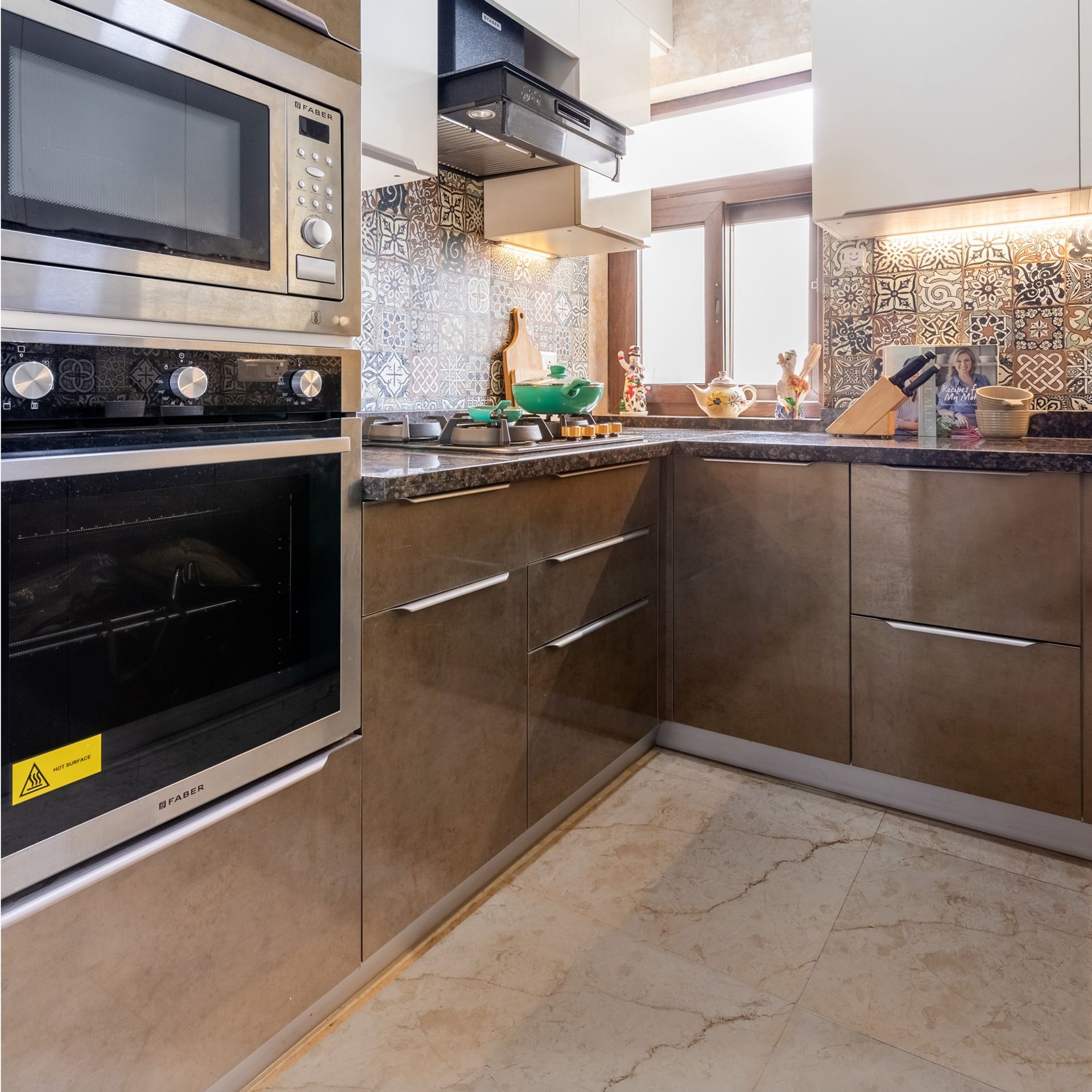 Patterned Kitchen Tile Design With A Matte Finish | Livspace