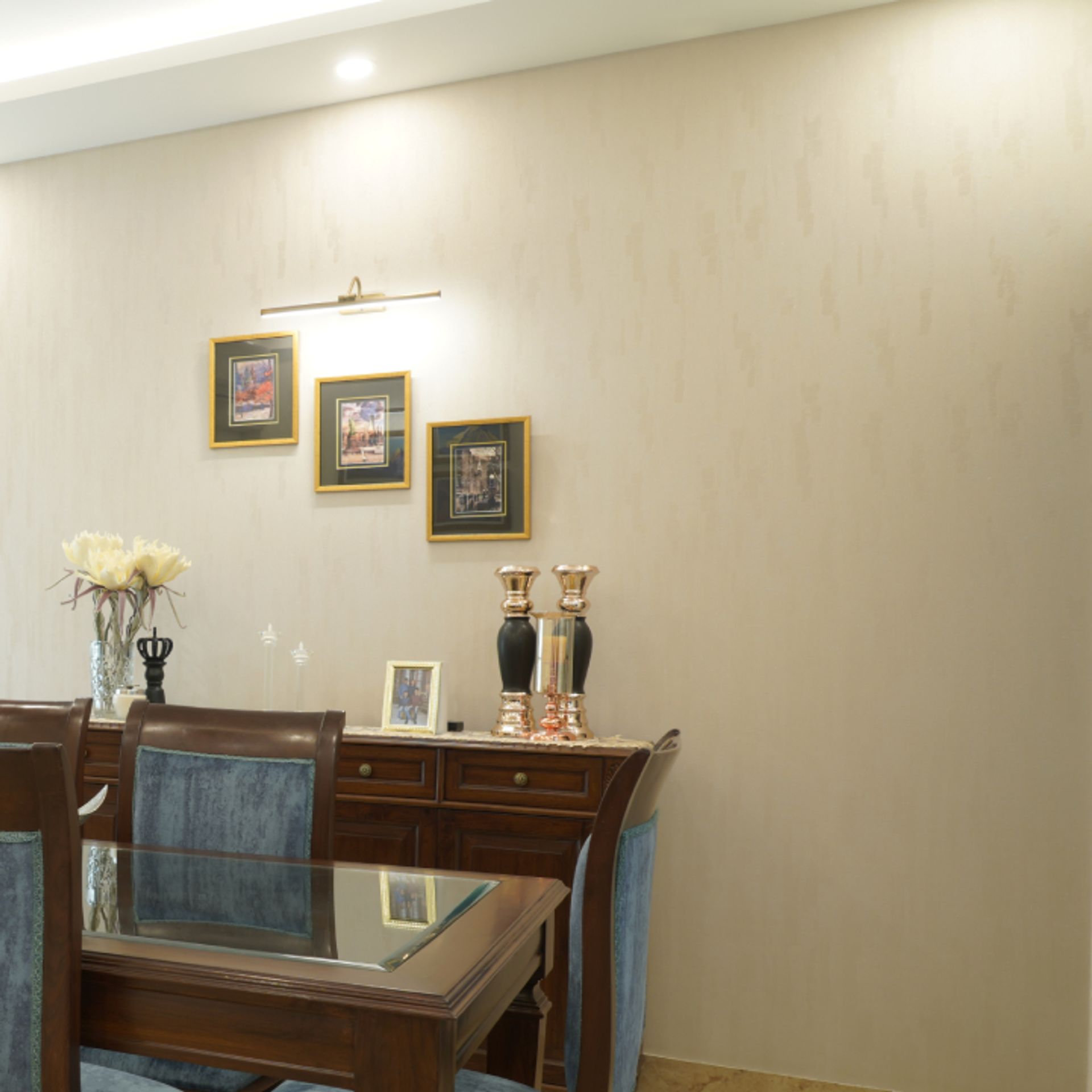 Beige Wall Paint With Wall Sconces | Livspace