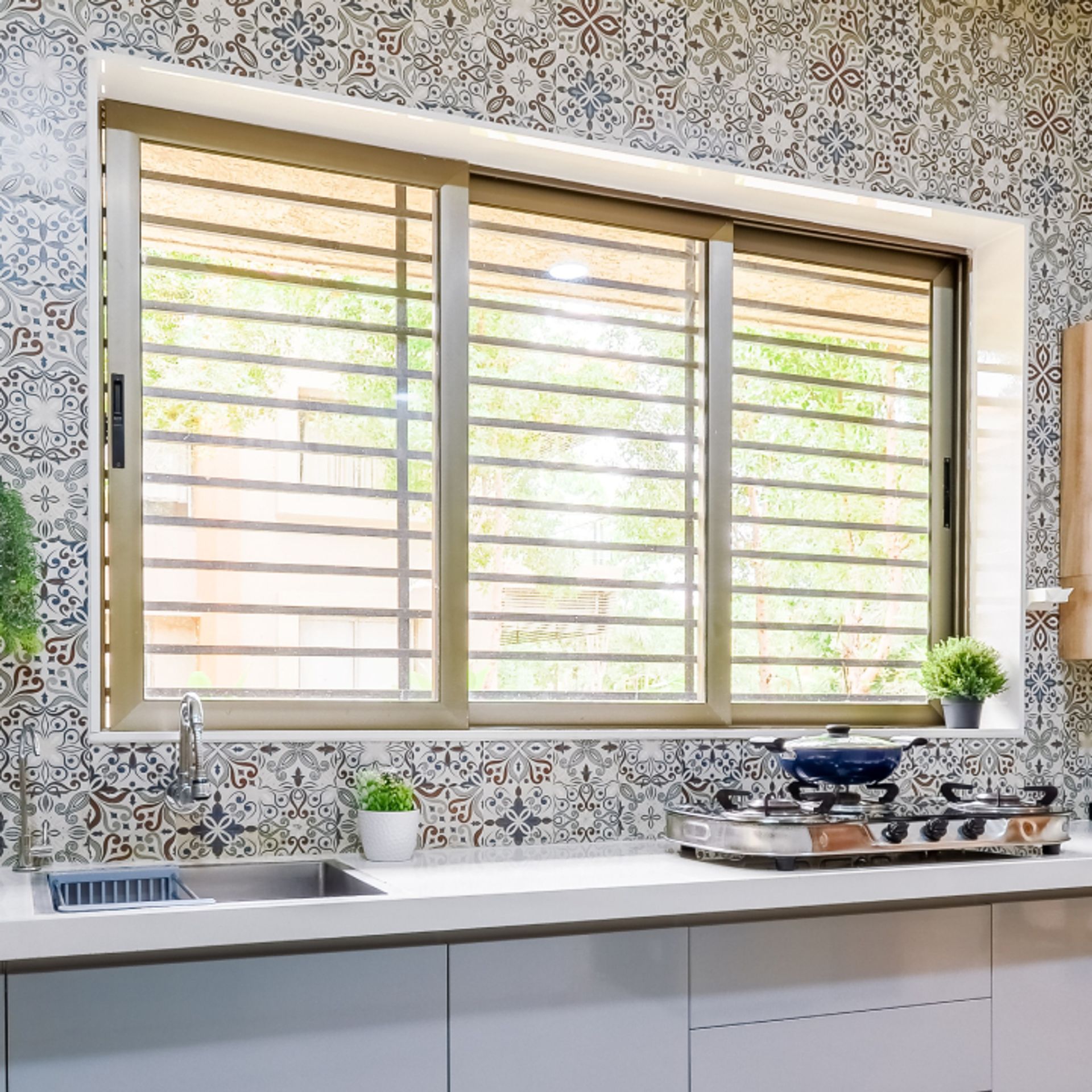 Large Kitchen Window Design With Grills | Livspace