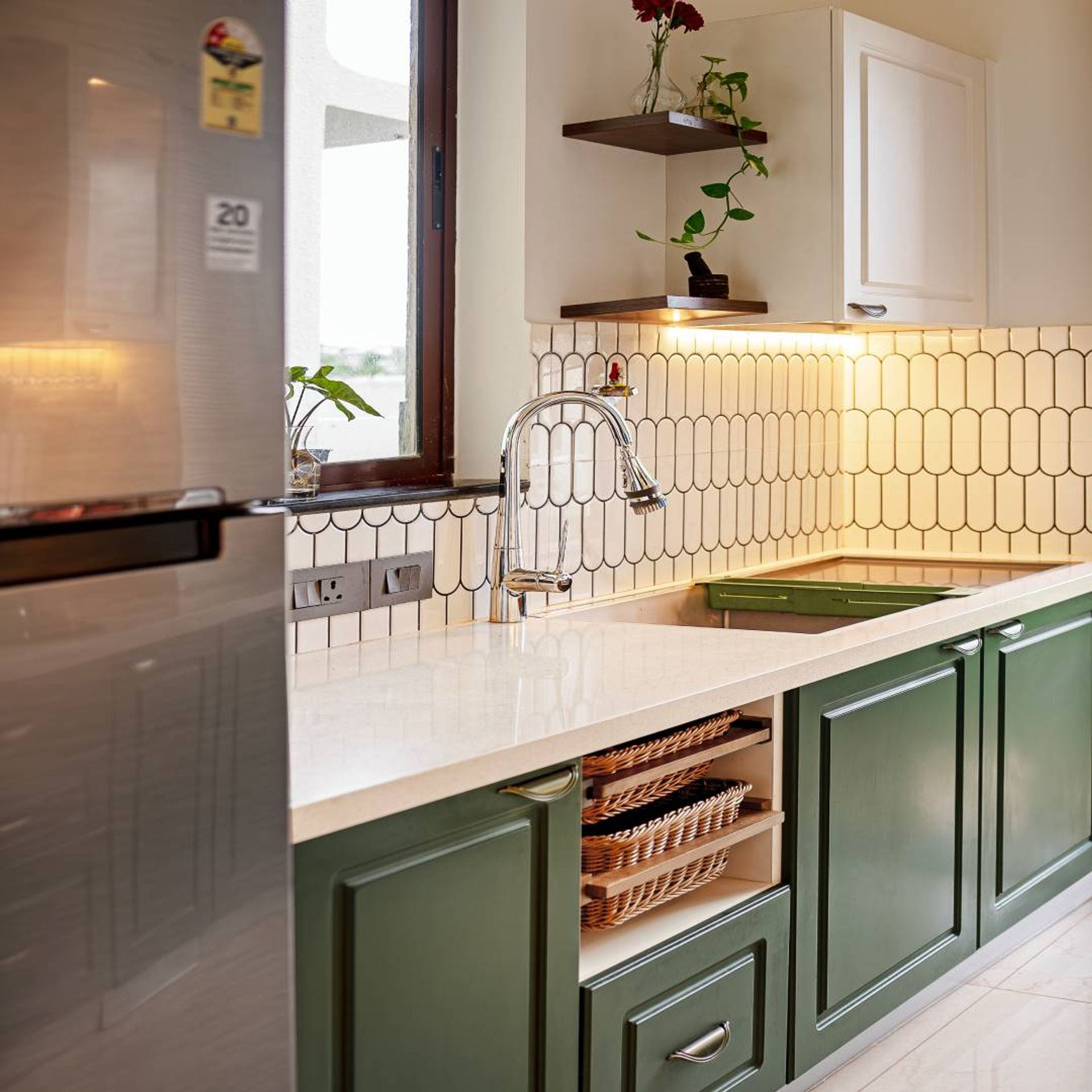 Classic Parallel Kitchen Design with Emerald Base Units and Quartz ...