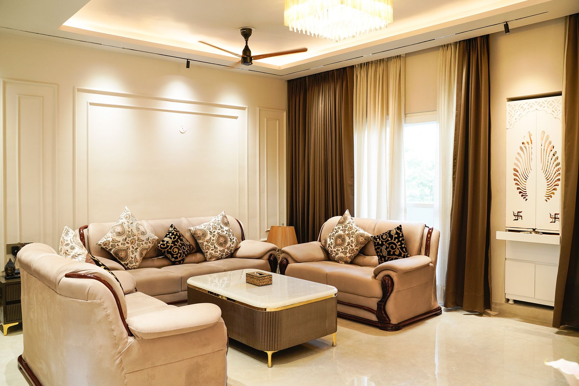 3BHK Interior Design in Noida With Swing Wardrobe and Dining Room ...