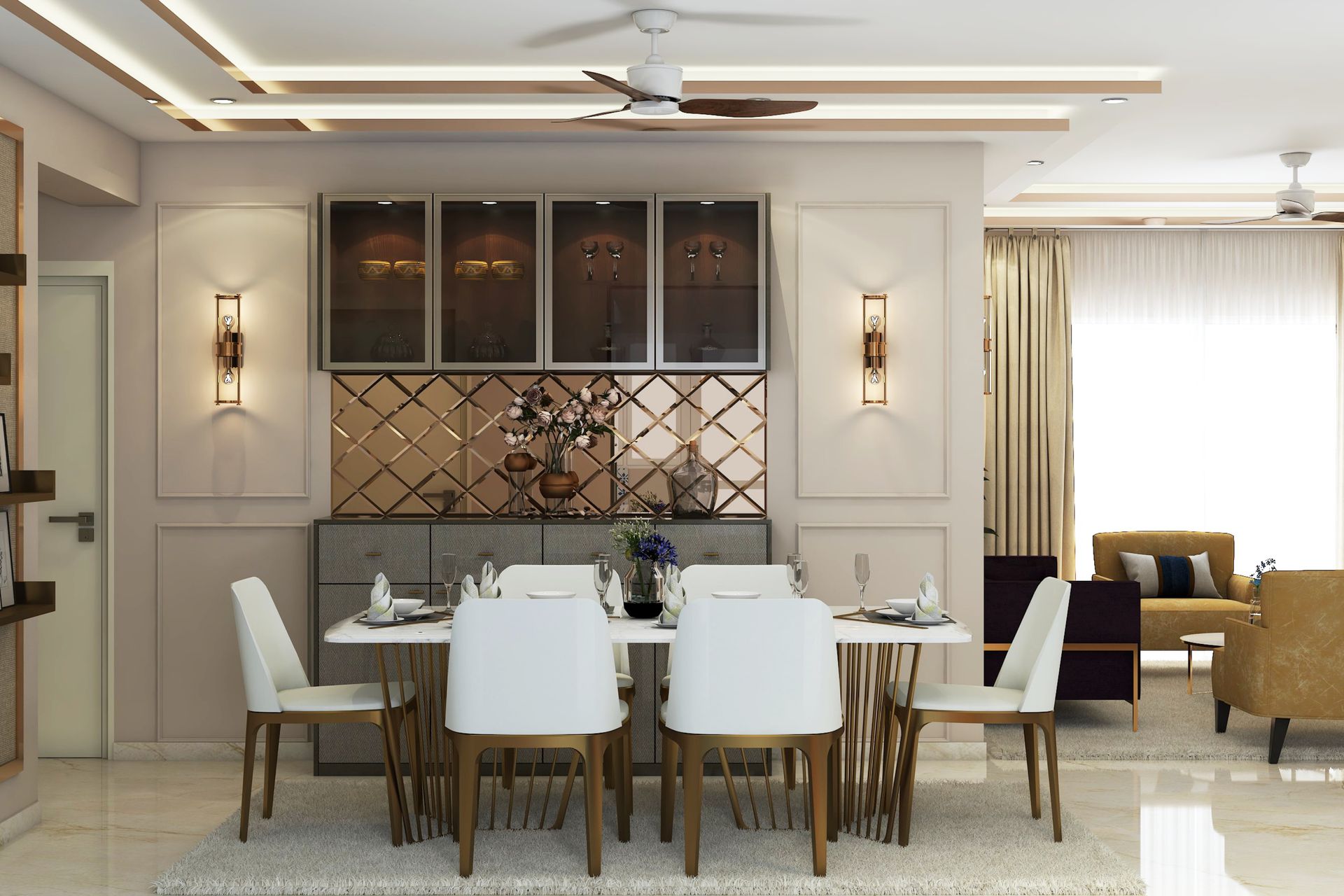 Modern Painted Beige Wall with Trims Wall Design for Dining, Living or ...