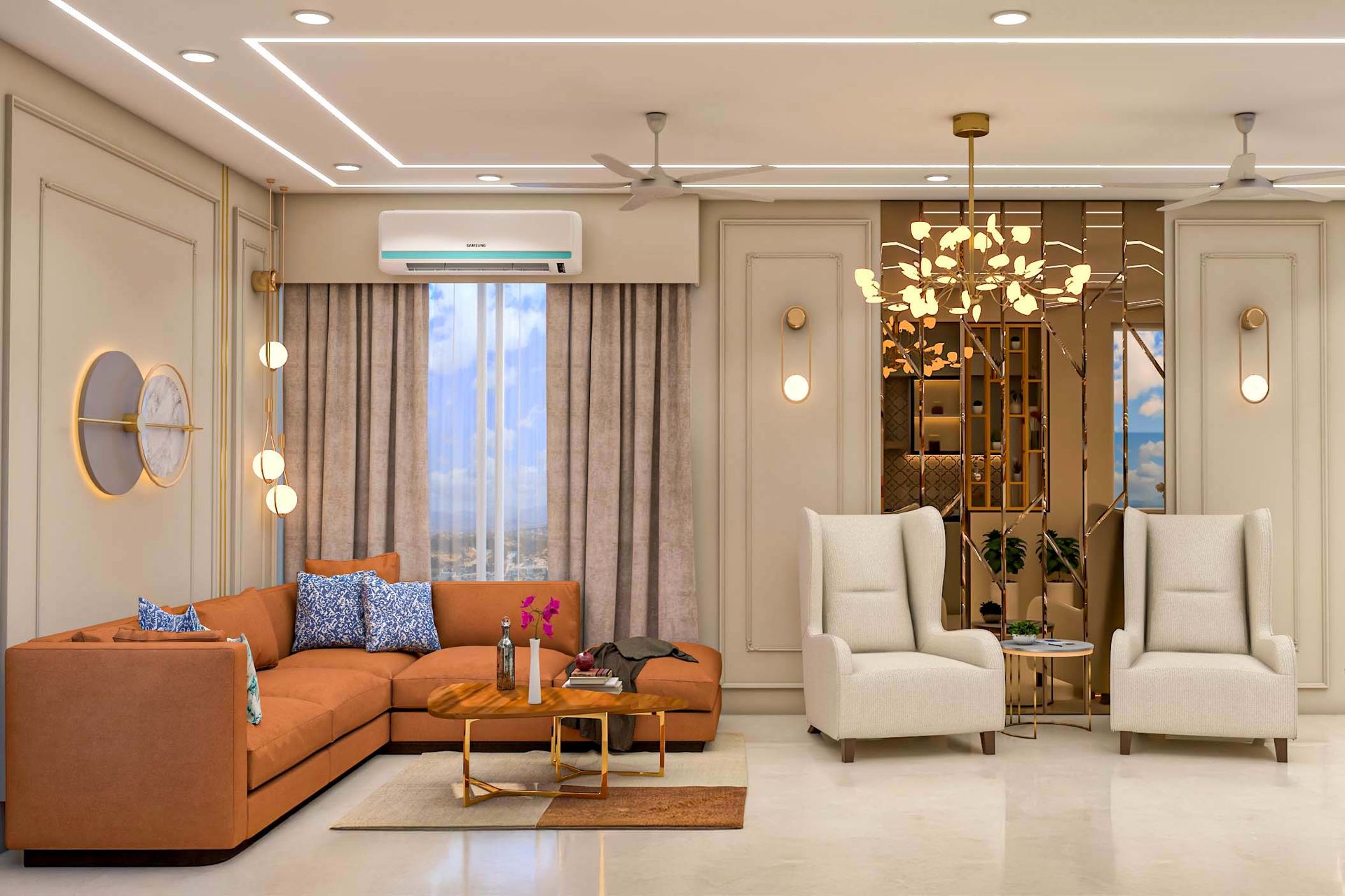 Modern Plus Minus False Ceiling Design With Cove Lighting in Square ...