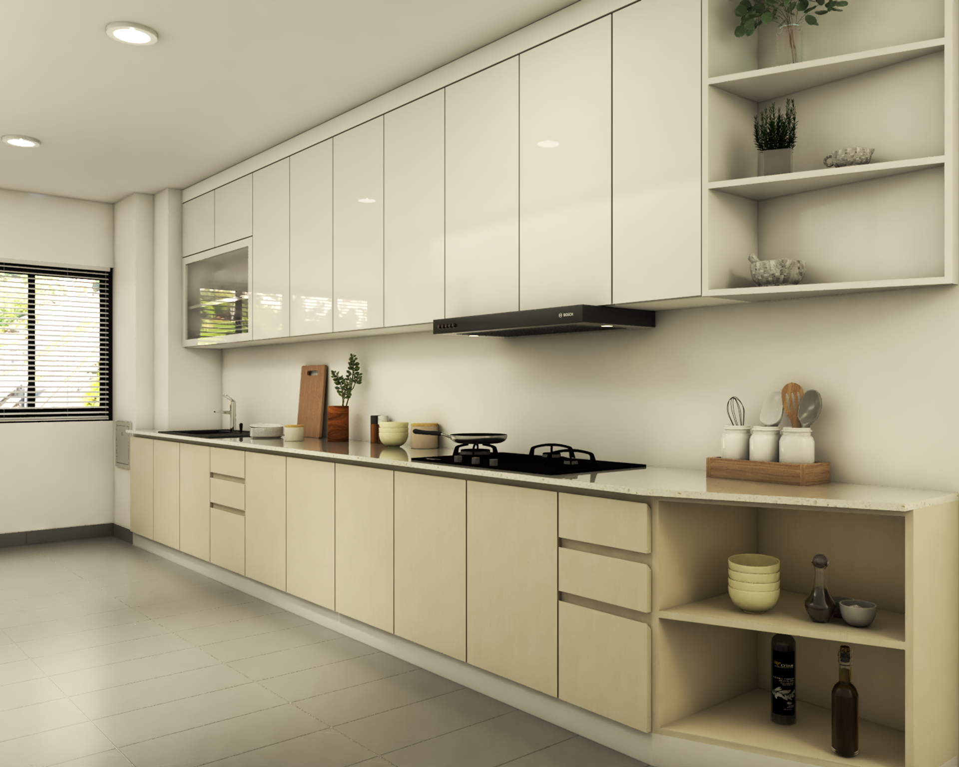 Modern Kitchen Cabinet Design With Glossy Cabinets | Livspace