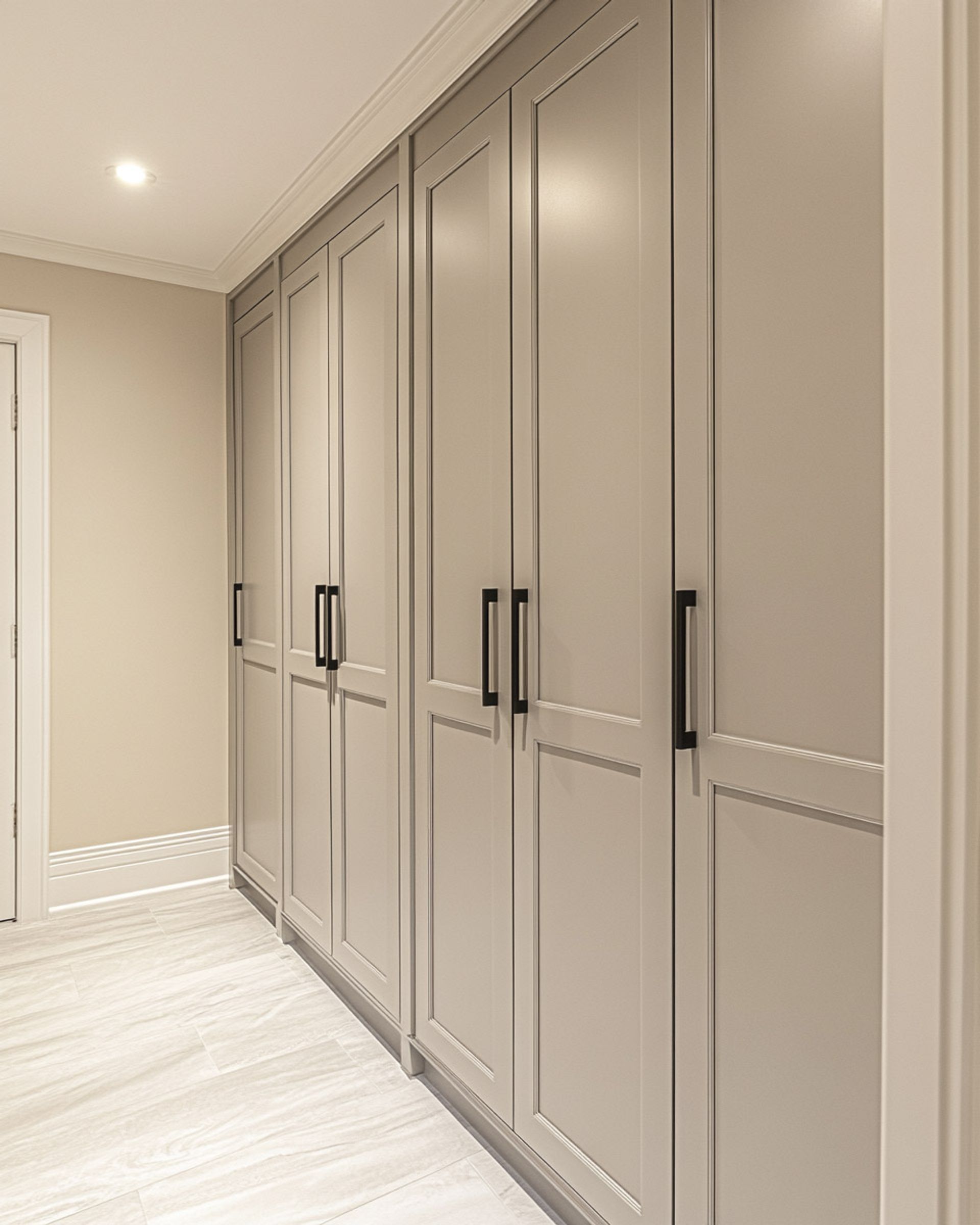 6-Door Classic Beige Swing Wardrobe Design with Matte Finish and Black ...