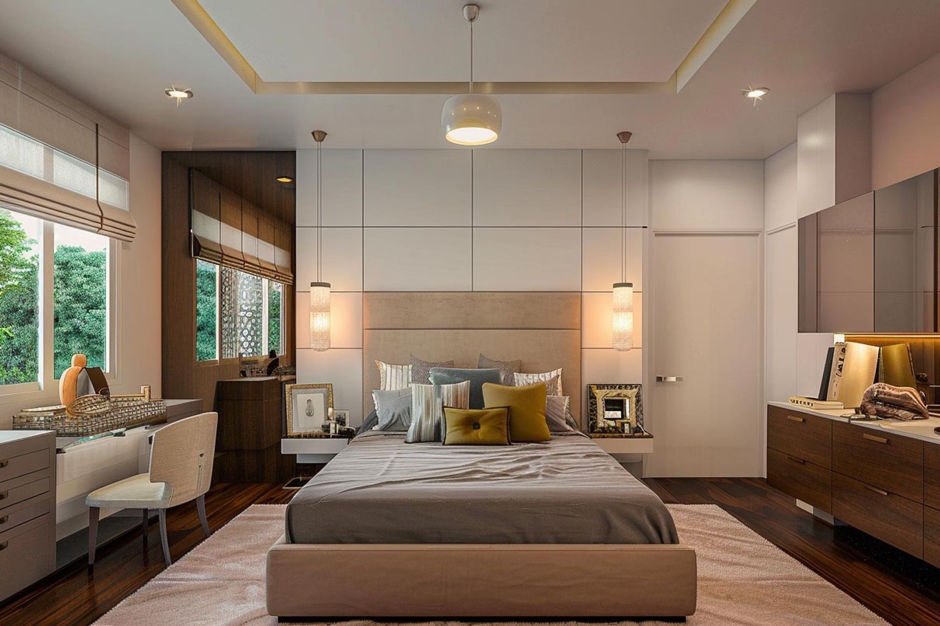 Modern Peripheral Gypsum False Ceiling Design with Recessed Spot Lights ...