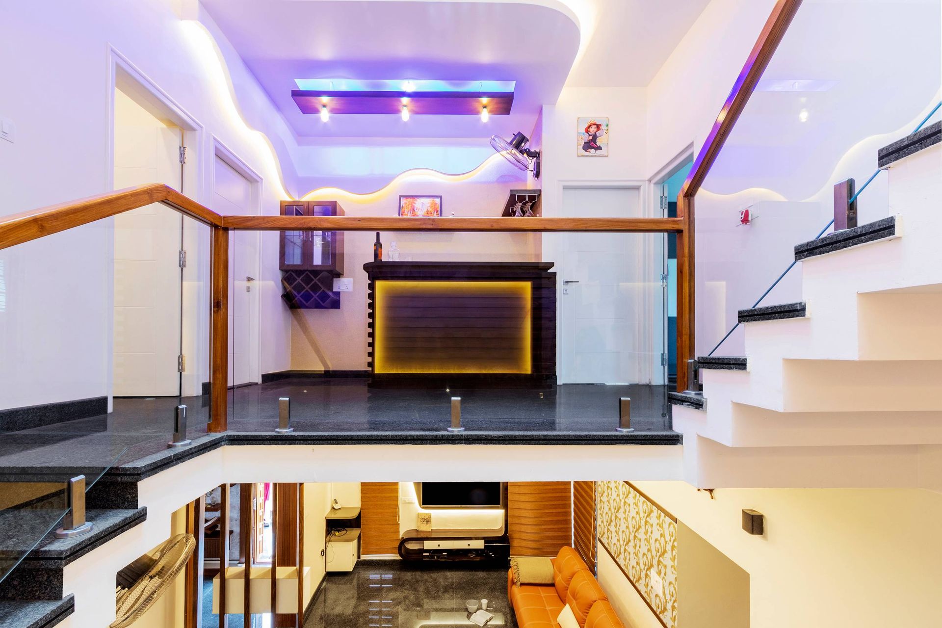 Iridescent POP False Ceiling Design With Cove Lights | Livspace