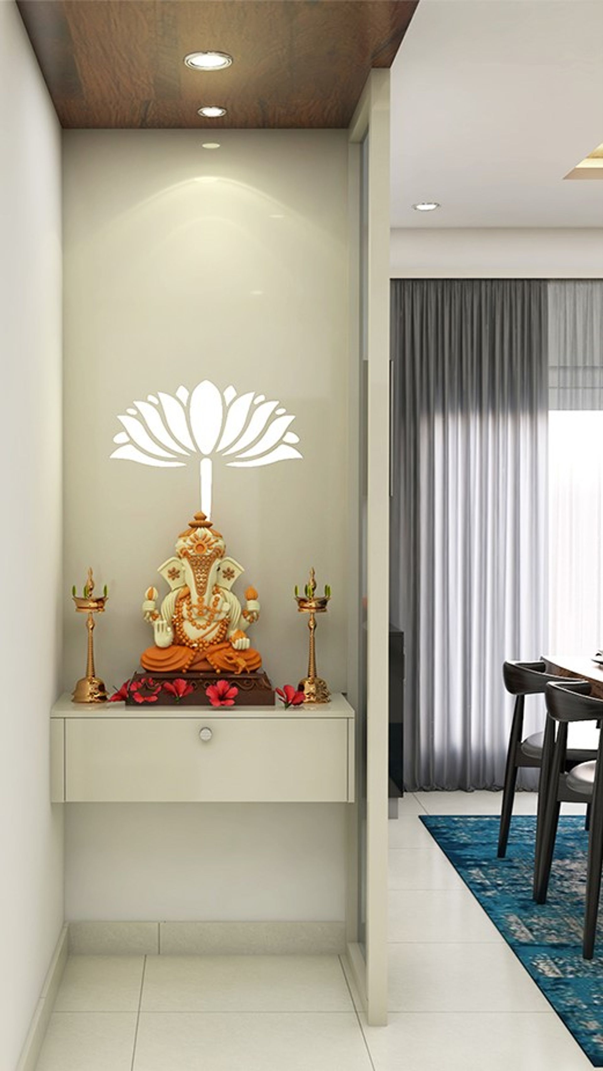 Compact Low Maintenance Pooja Room With A Simple Minimal Design | Livspace