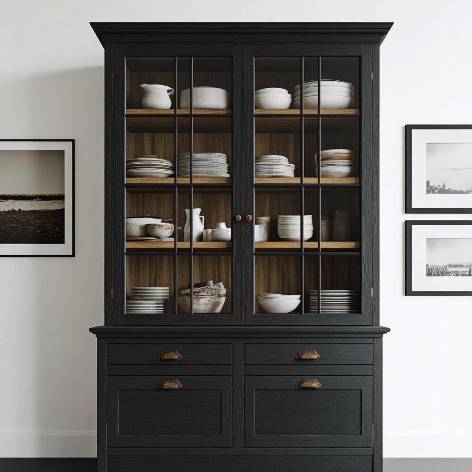 Modern Anthracite Crockery Unit Design With Glossy Finish and Storage ...