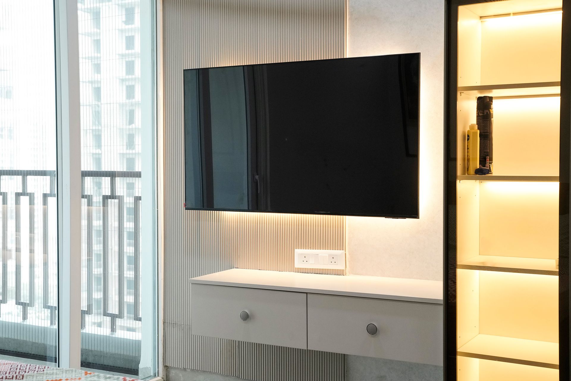 Contemporary Wall-Mounted TV Unit Design With Warm Lighting And ...