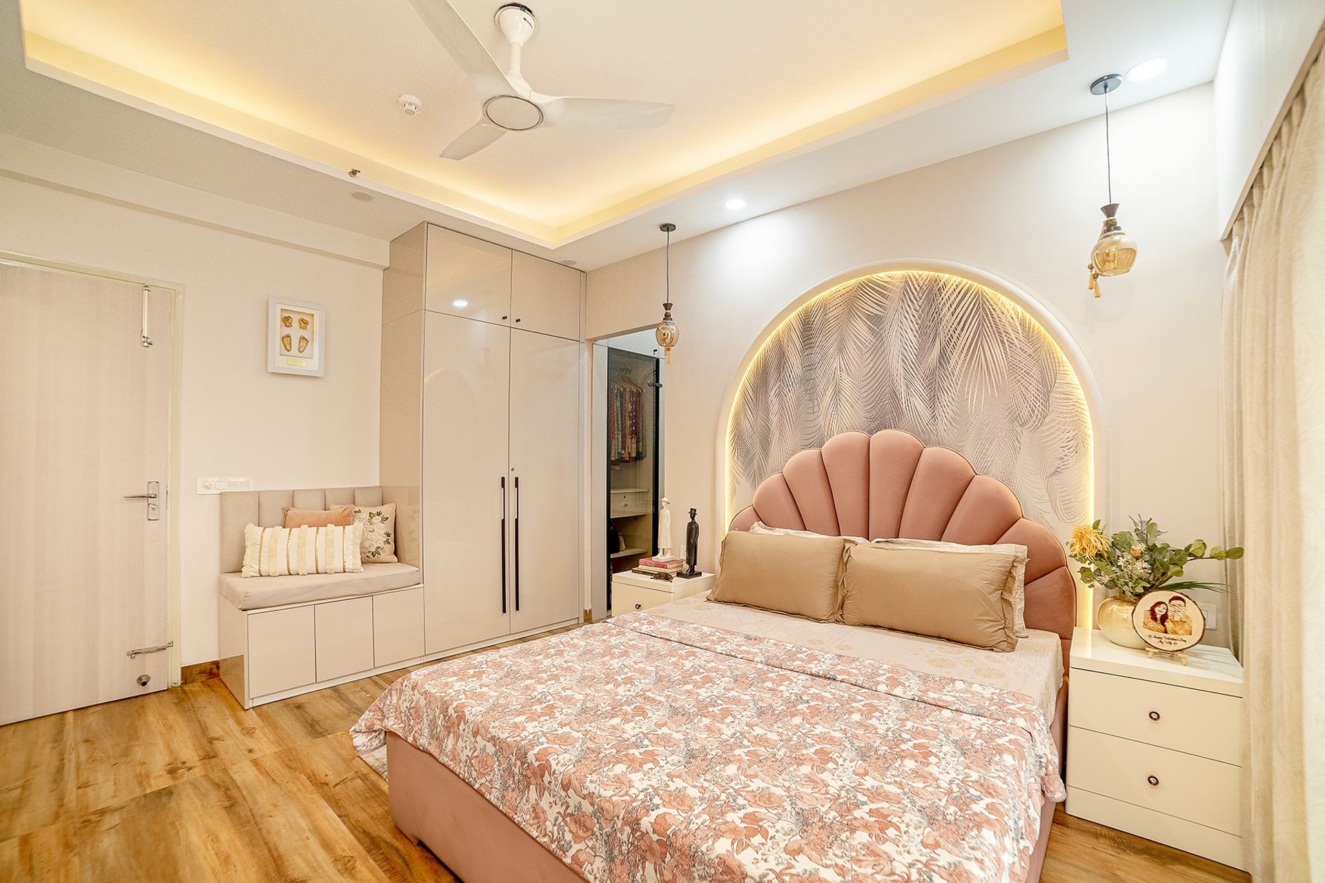 Rectangular Contemporary Single Layered False Ceiling Design with Pendant, Cove and Spot ...