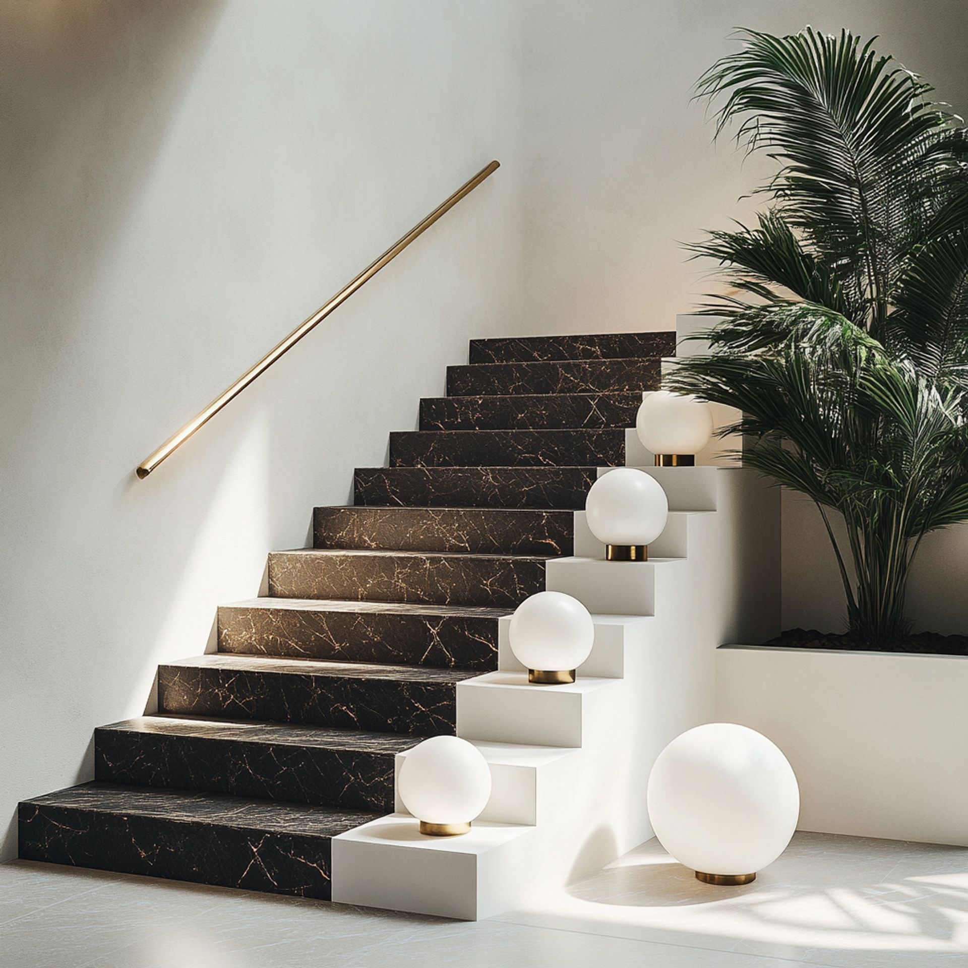 Black Marble Straight Staircase in Modern Style with White Veins for ...